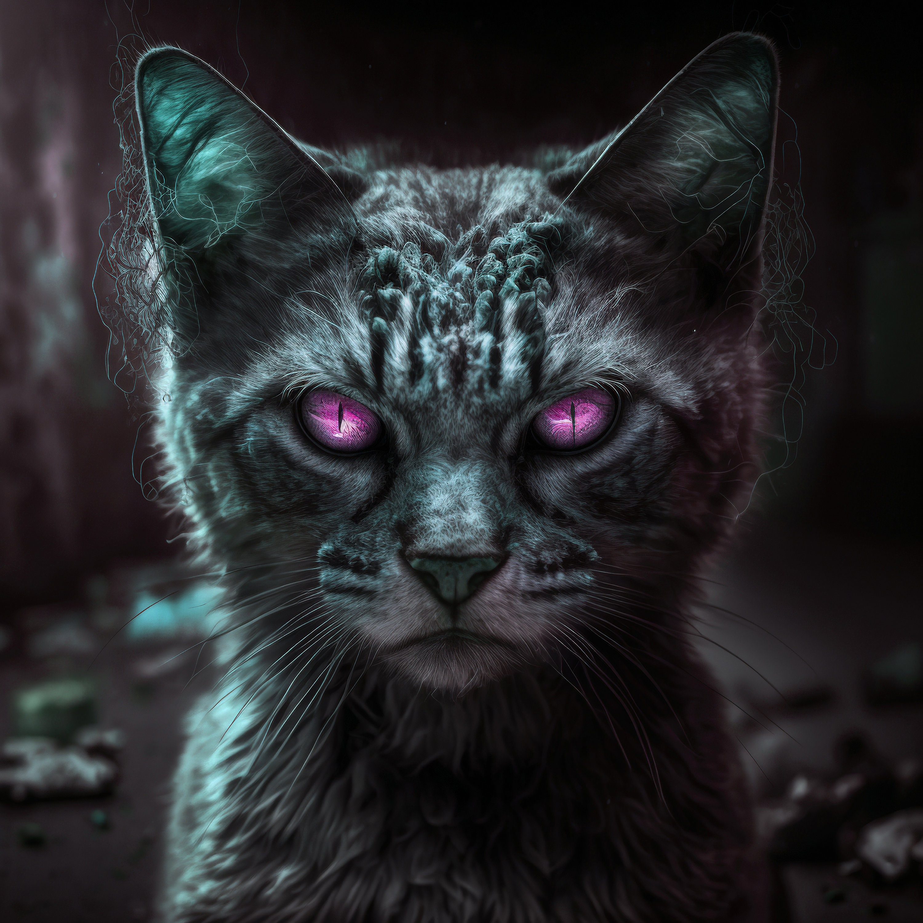 Halloween Cat Printable Angry Cat Print Scary Cat Portrait All Hallows ...