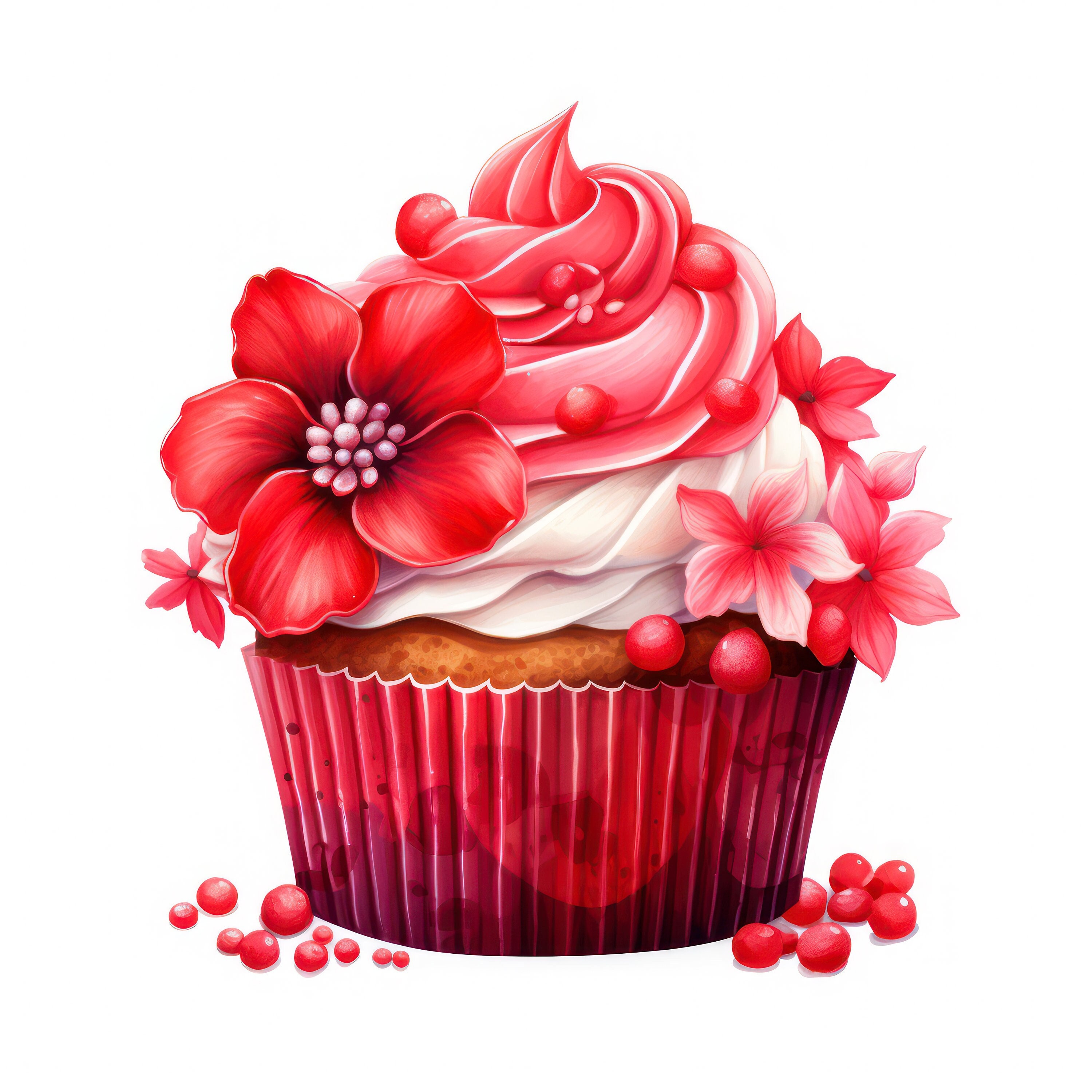 Cupcake Print Red Velvet Cupcake Printable Pastry Wall Art Patisserie ...