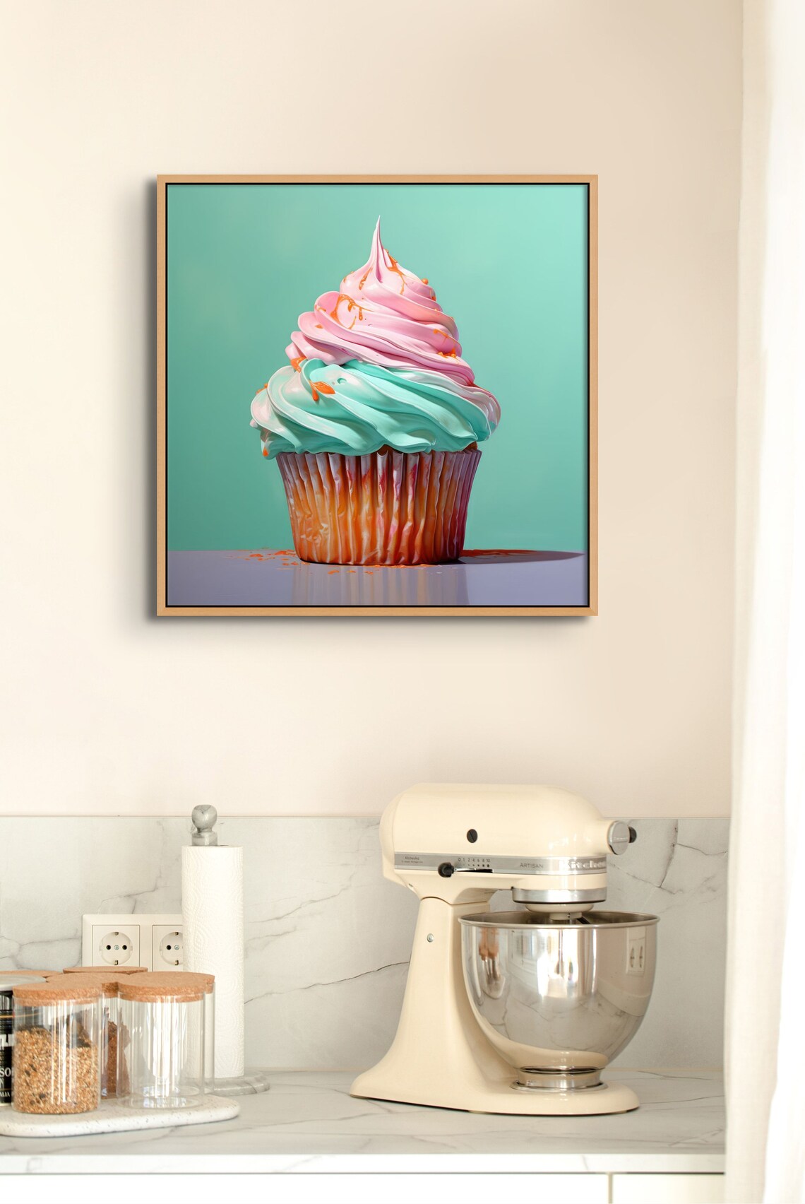 Cupcake Print Mint Cupcake Printable Pastry Wall Art Patisserie Kitchen ...