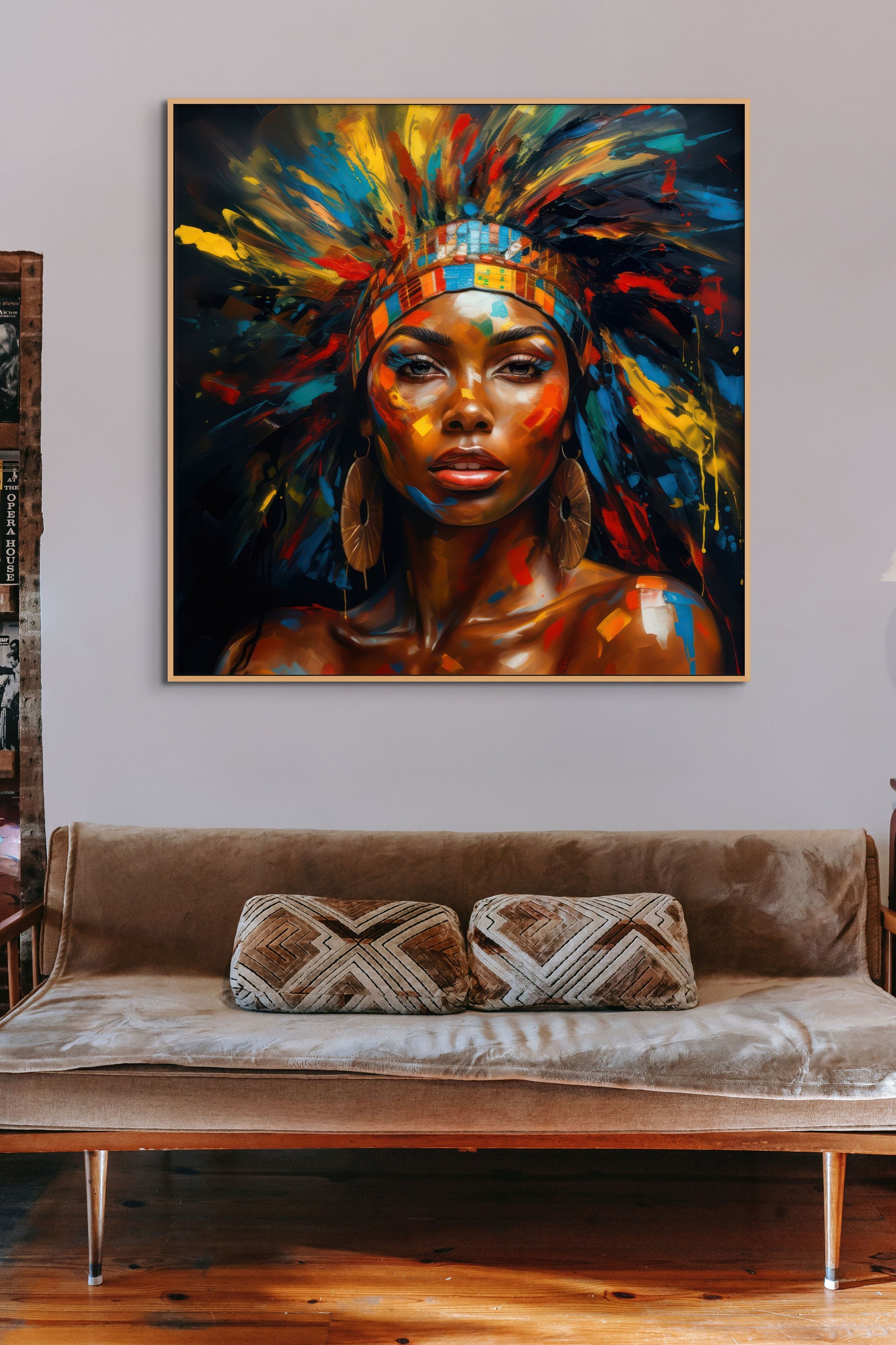 Colorful Woman Print Woman Face Printable Wall Art Painting Female Face ...
