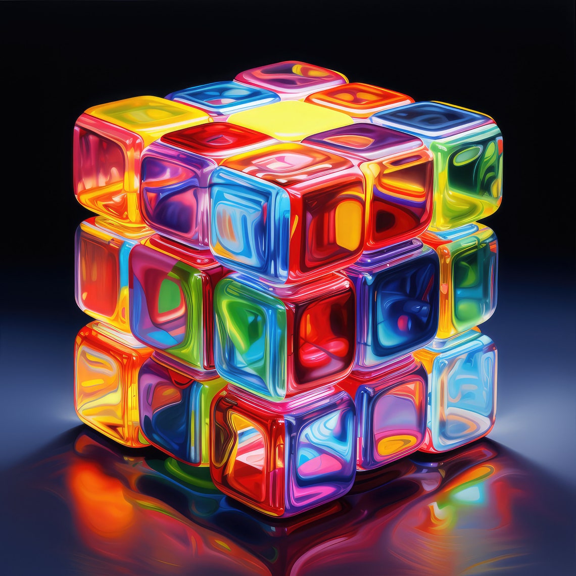 Rubik Cube Printable Rubik Cube Print Colorful Wall Art Download ...
