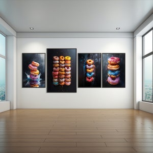 Colorful Donut Print Donut Printable Pastry Patisserie Wall Art Kitchen ...