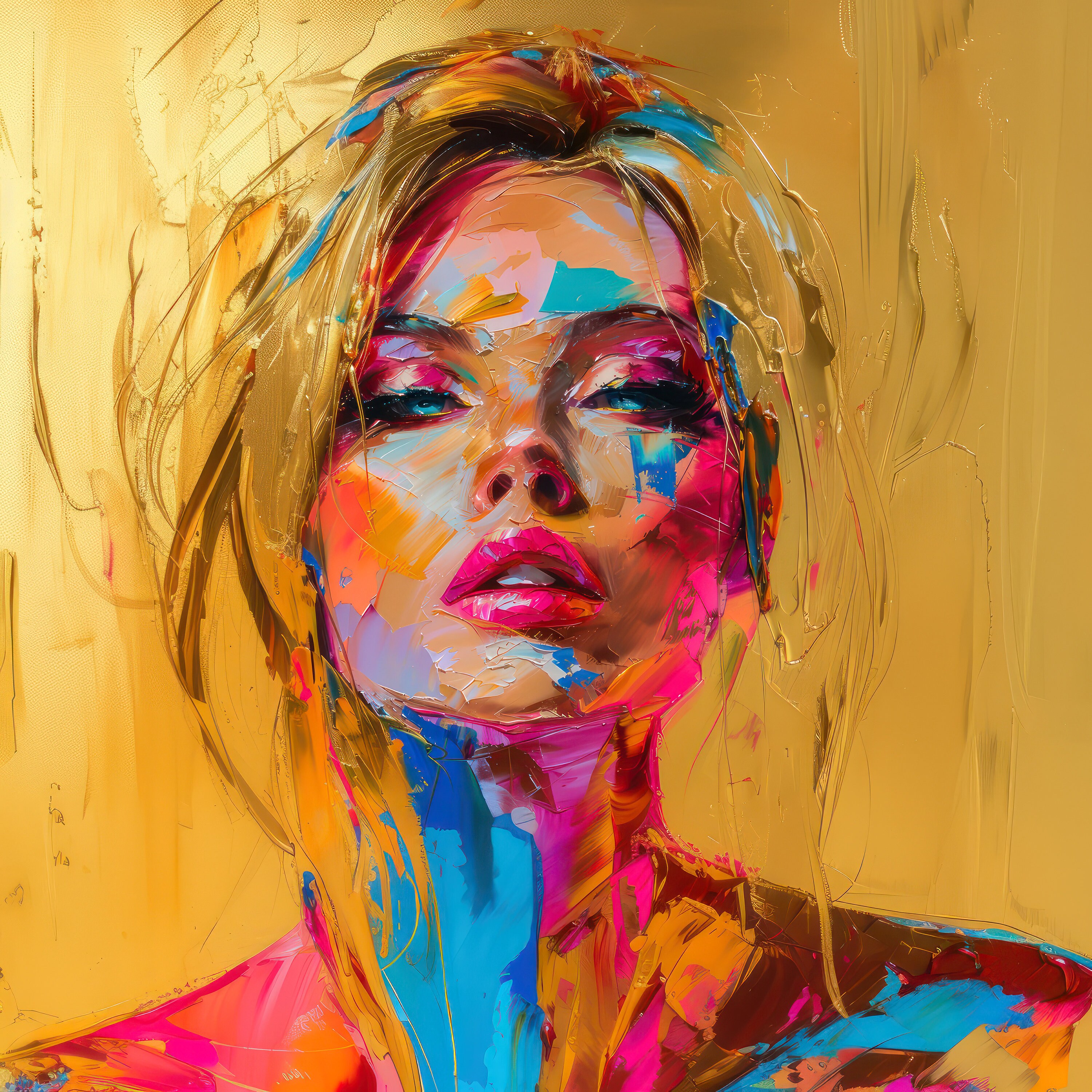 Woman Portrait Print Woman Face Printable Wall Art Painting Female Face ...