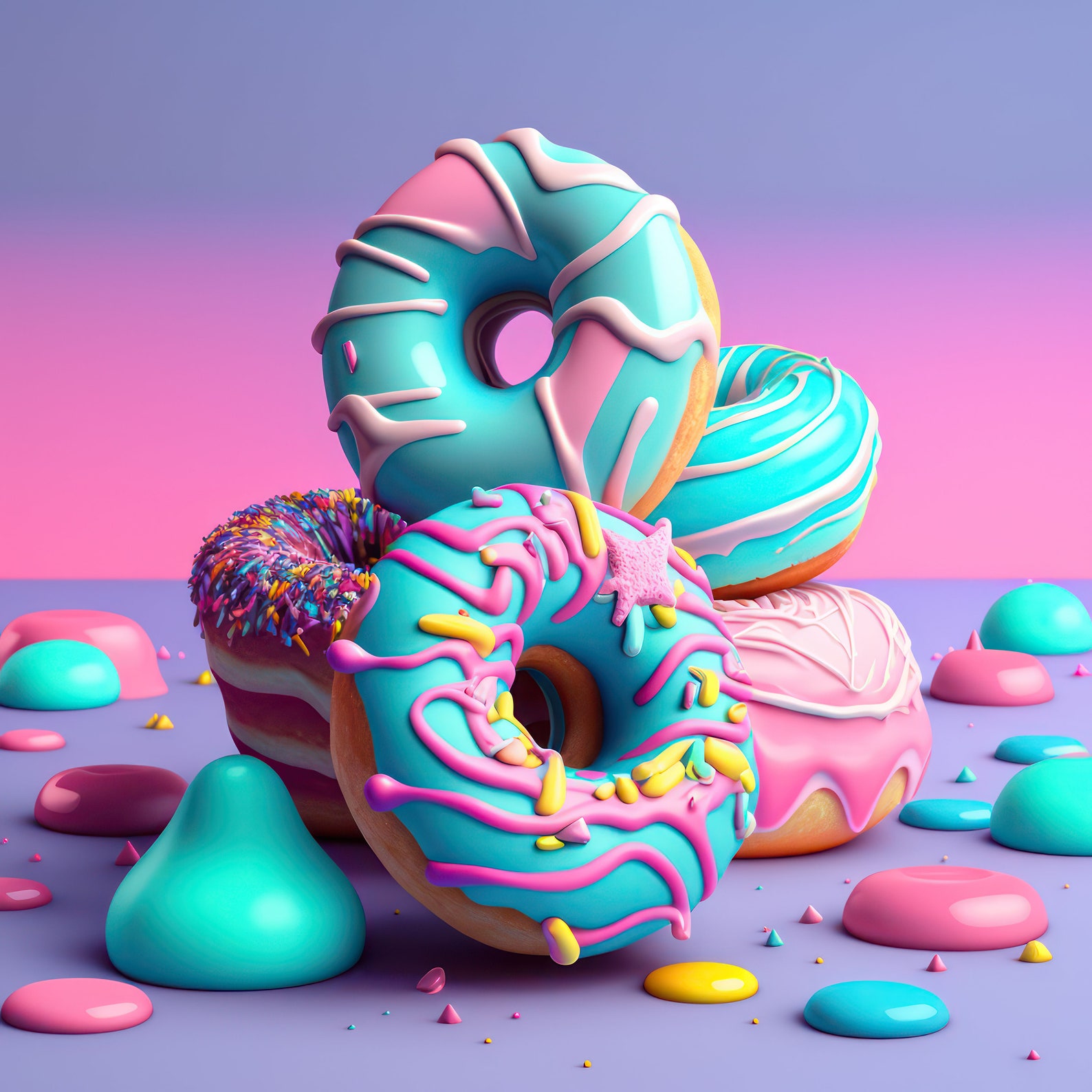 Colorful Donut Print Donut Printable Pastry Patisserie Wall Art Kitchen ...