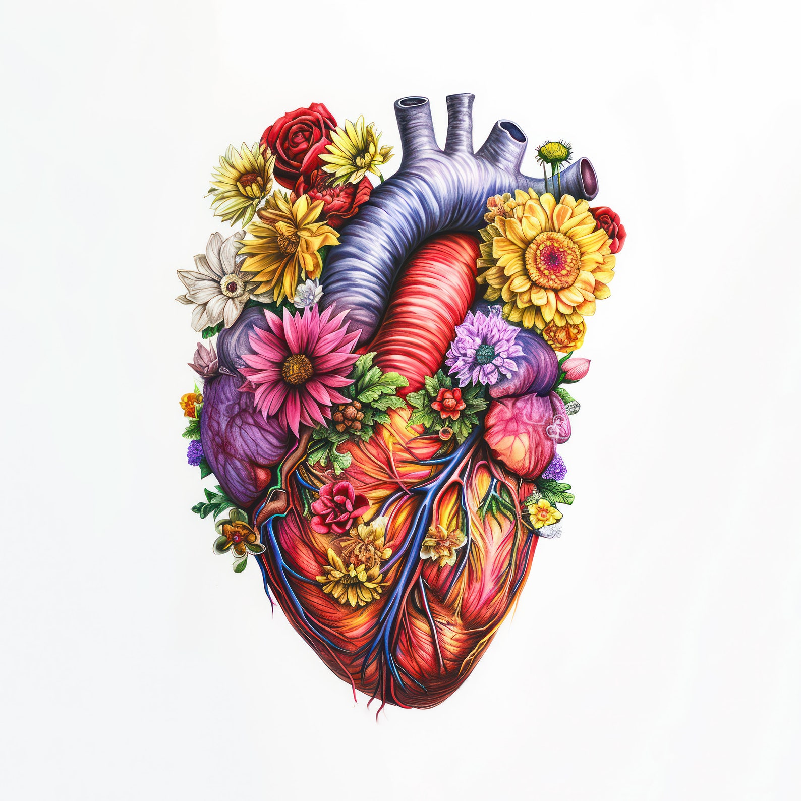 Human Heart Brain Lungs Print Anatomical Printable Anatomic Wall Art ...