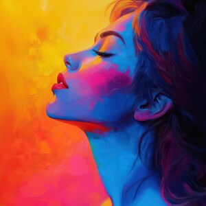 Colorful Woman Portrait Wall Art Print Abstract Girl Poster Home Decor ...