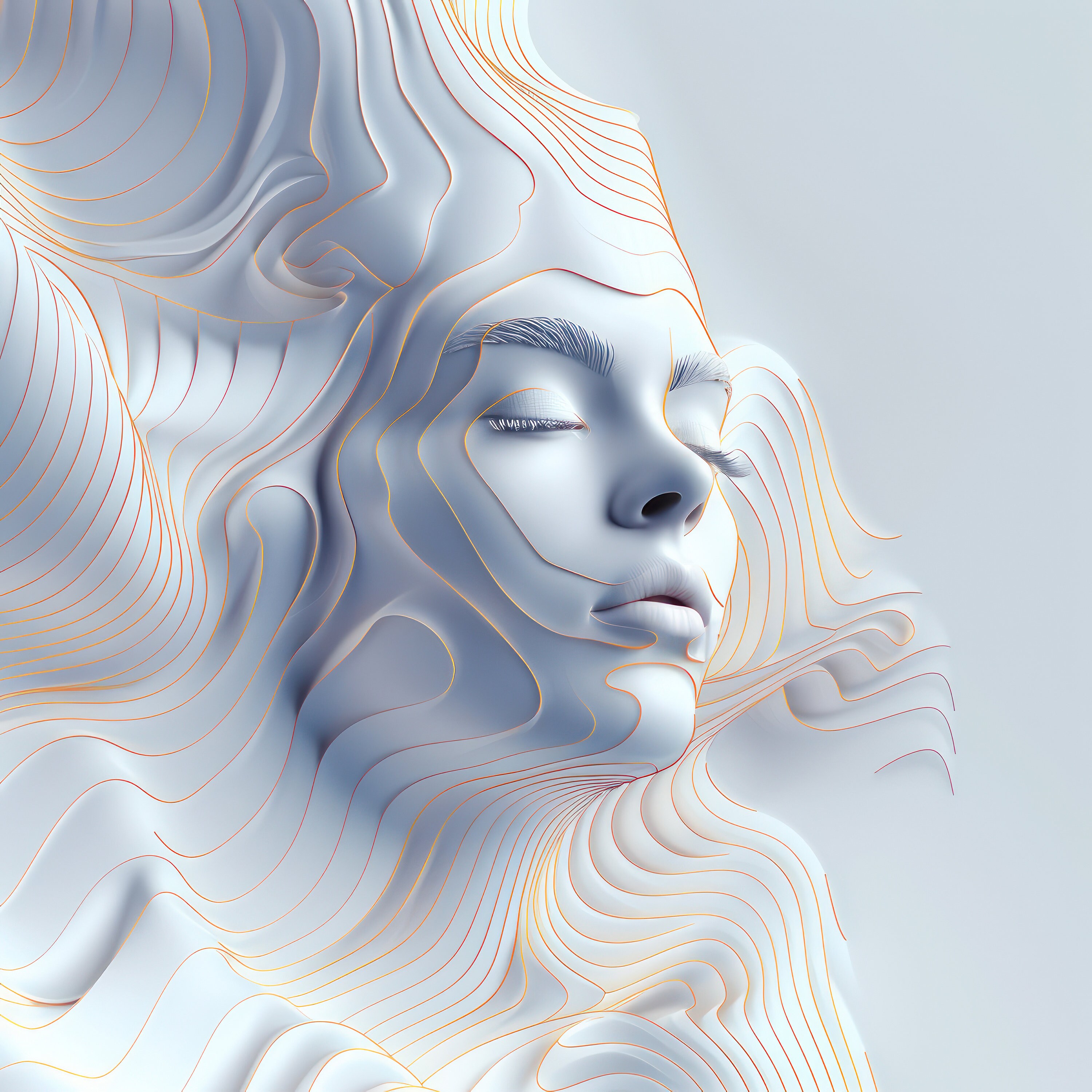 Woman Portrait Print Woman Face Printable Wall Art Painting Female Face ...