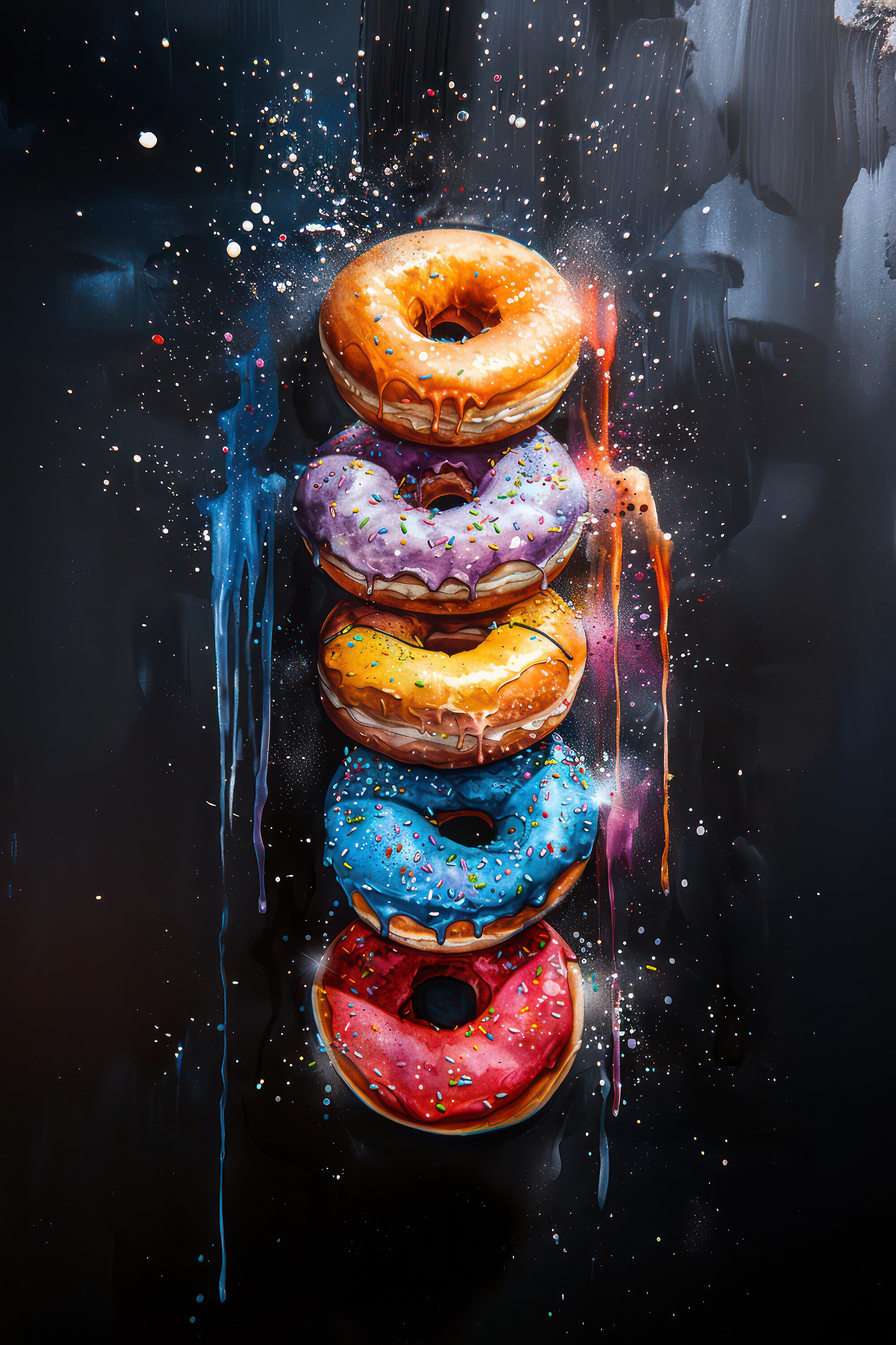 Colorful Donut Print Donut Printable Pastry Patisserie Wall Art Kitchen ...