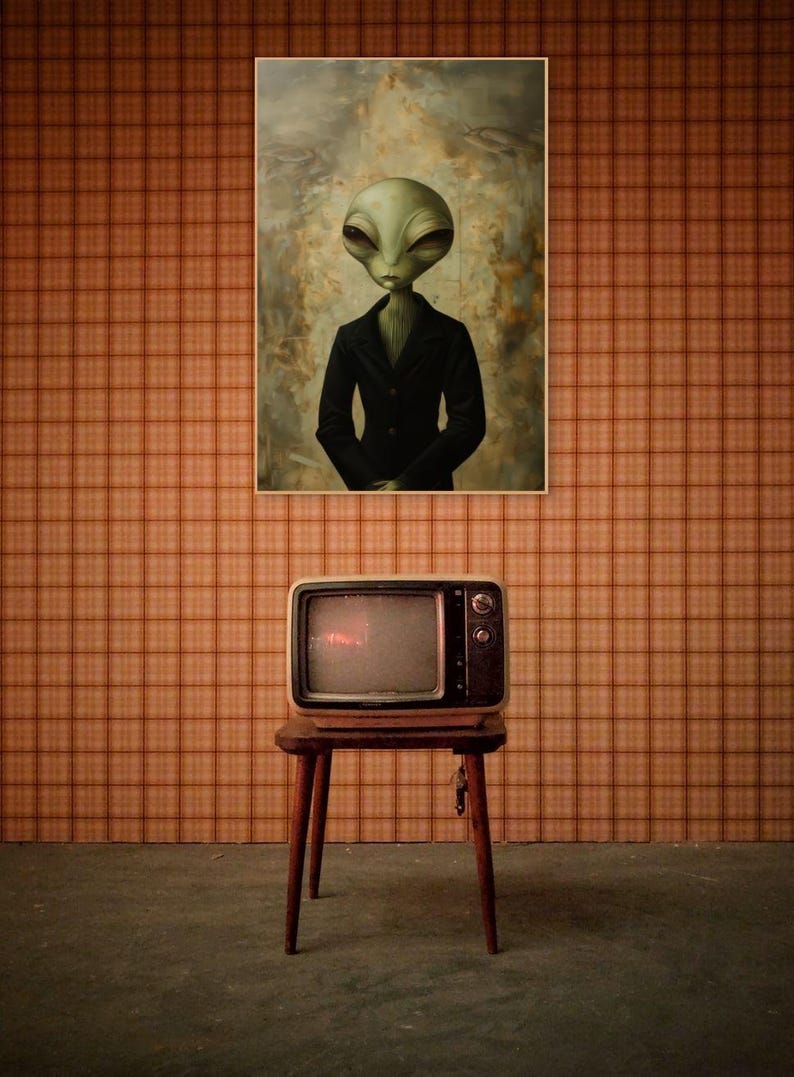 Alien Poster Alien Painting Alien Printable Cosmos Wall Art Space Home ...