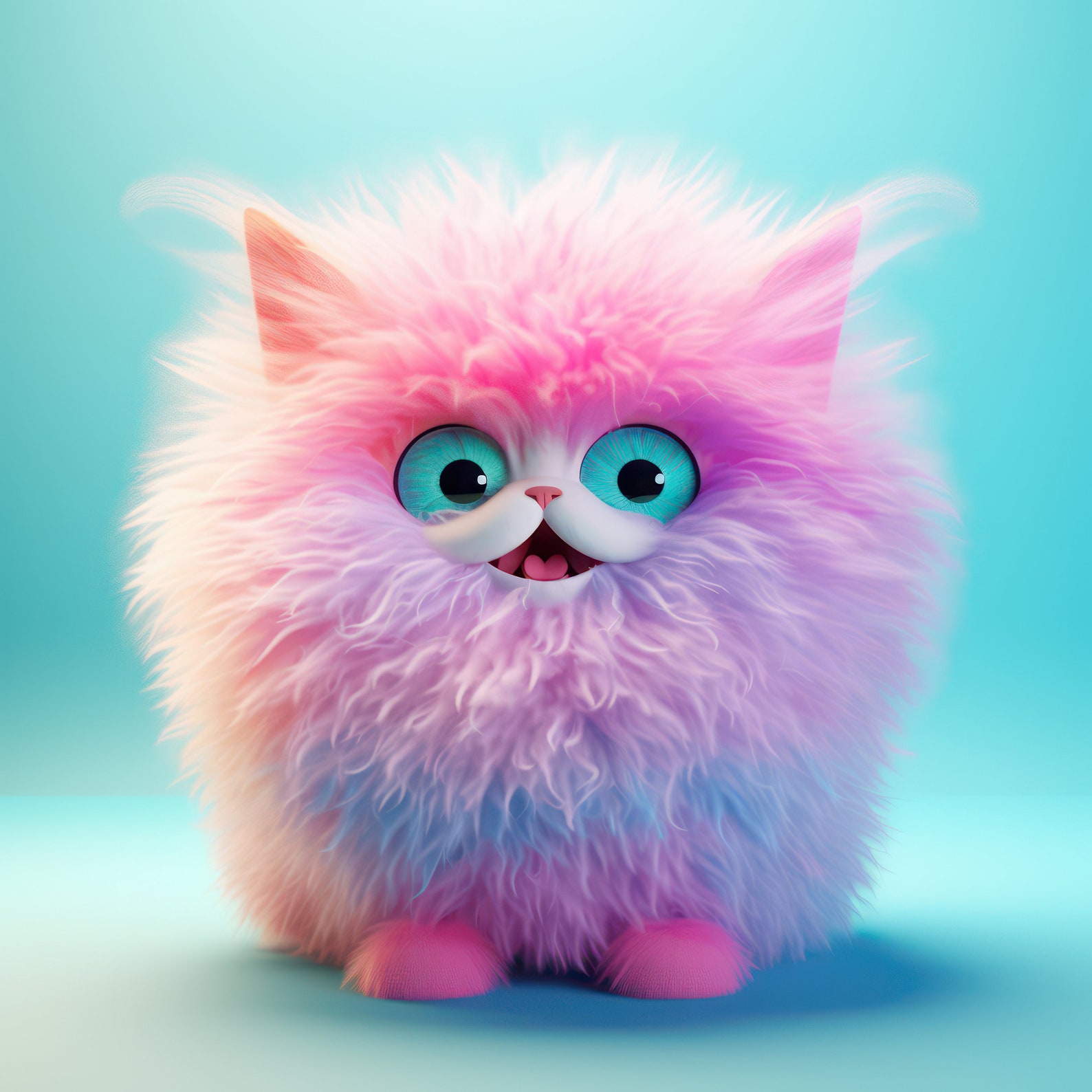 Colorful Cat Printable Cartoon Cat Print Cute Cat Wall Art Pink Cat ...