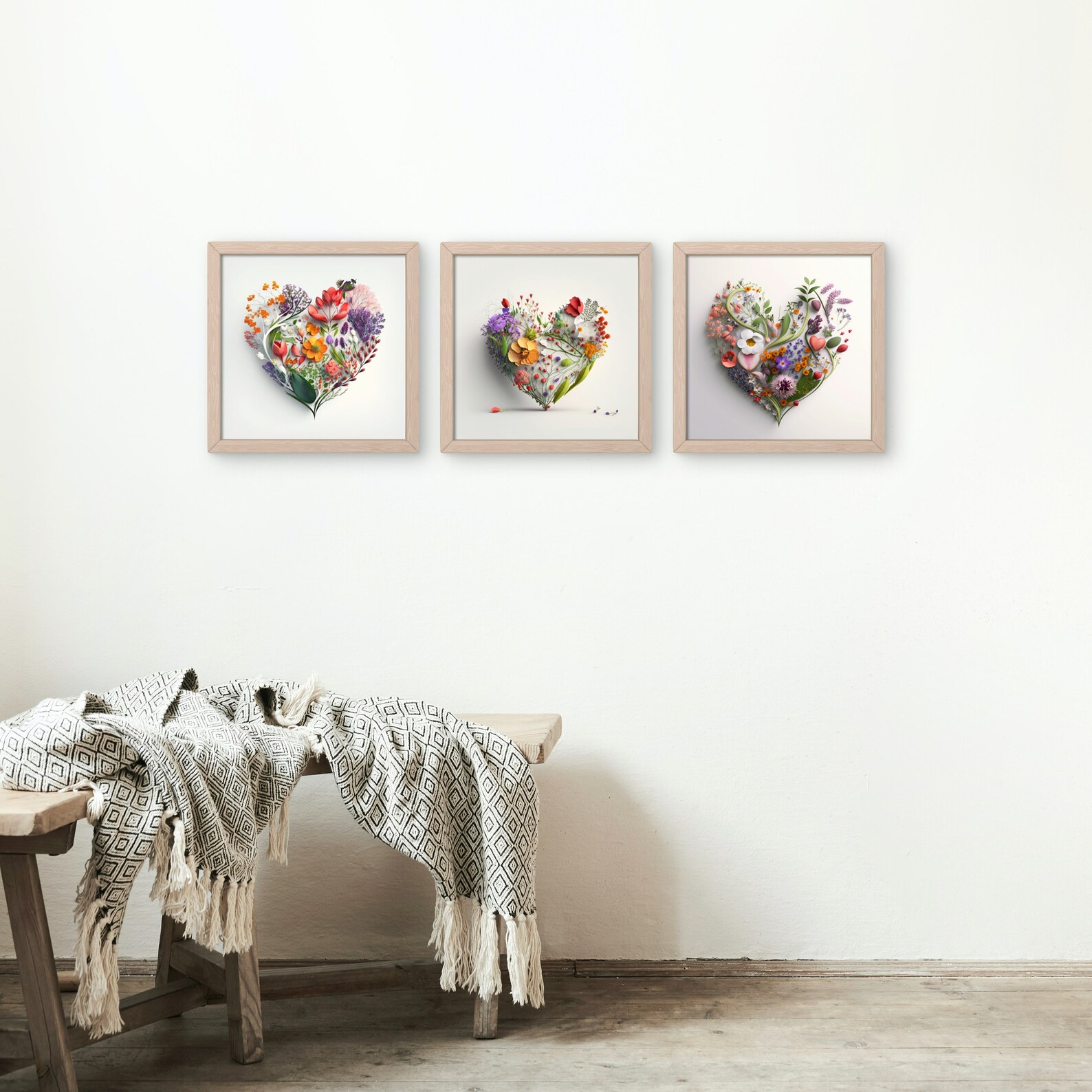 Flower Heart Print Heart of Flowers Printable Heart Poster AI Art Wall ...