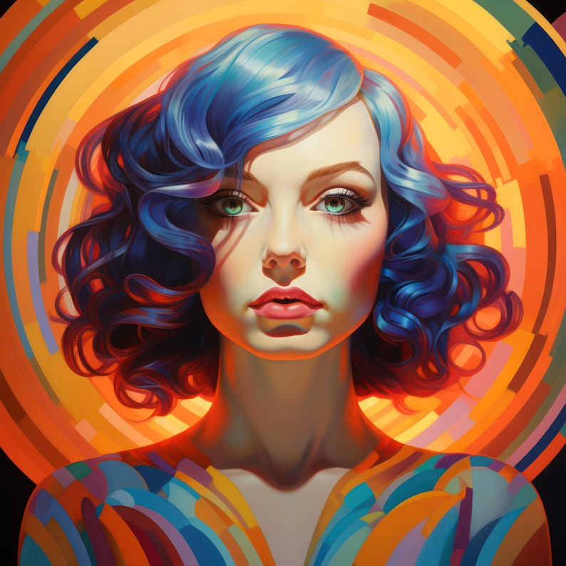 Colorful Woman Portrait Woman Face Wall Art Print Girl Poster Home ...