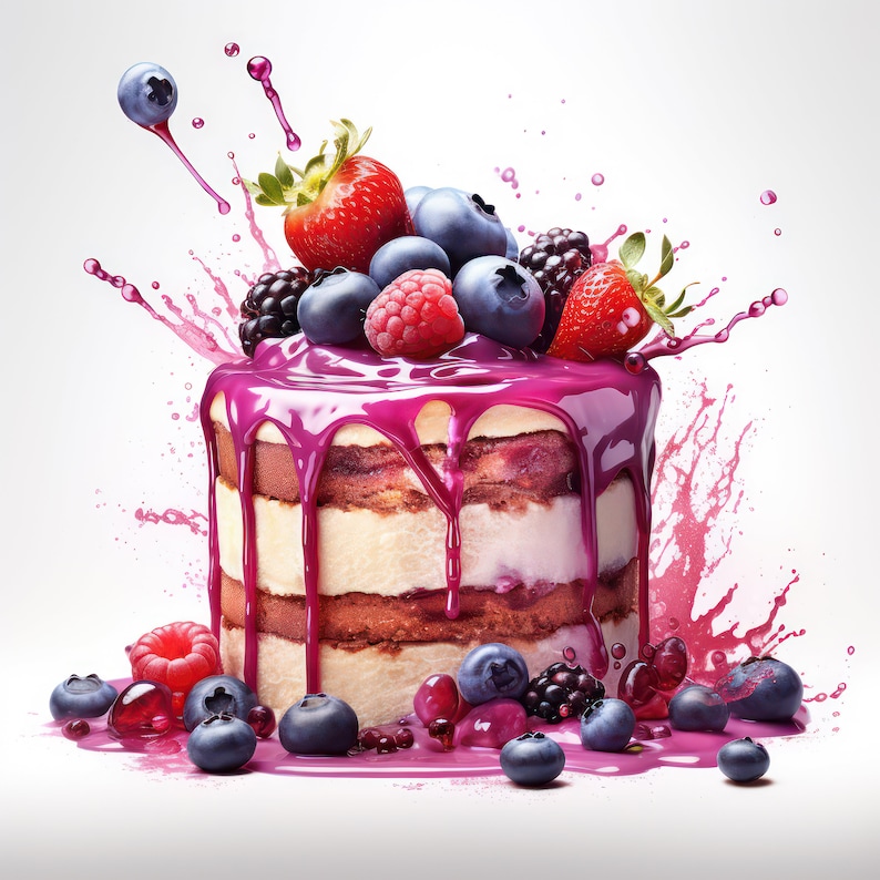 Cake Print Berry Cake Printable Pastry Wall Art Patisserie Kitchen ...