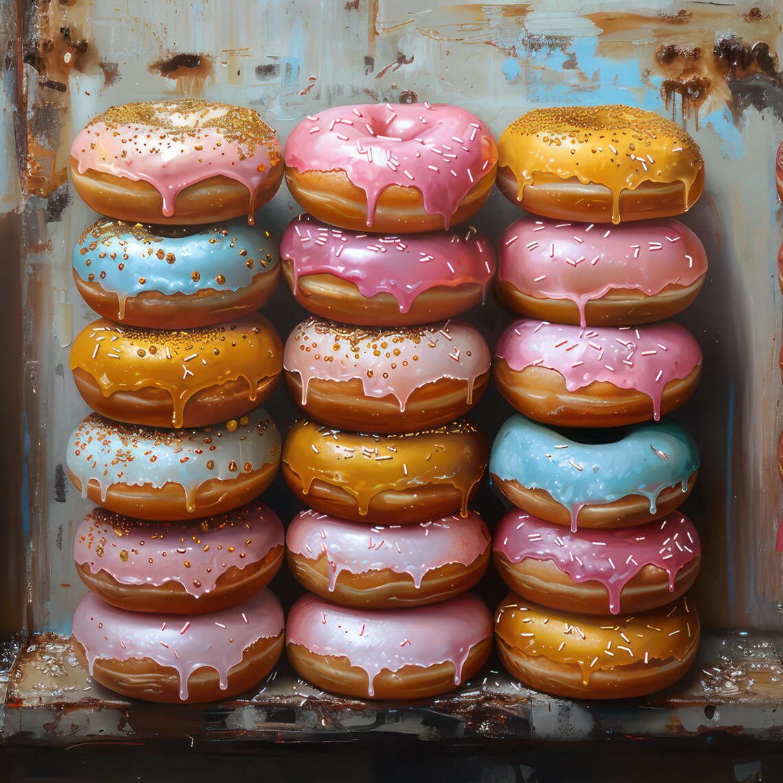 Colorful Donut Print Donut Printable Pastry Patisserie Wall Art Kitchen ...