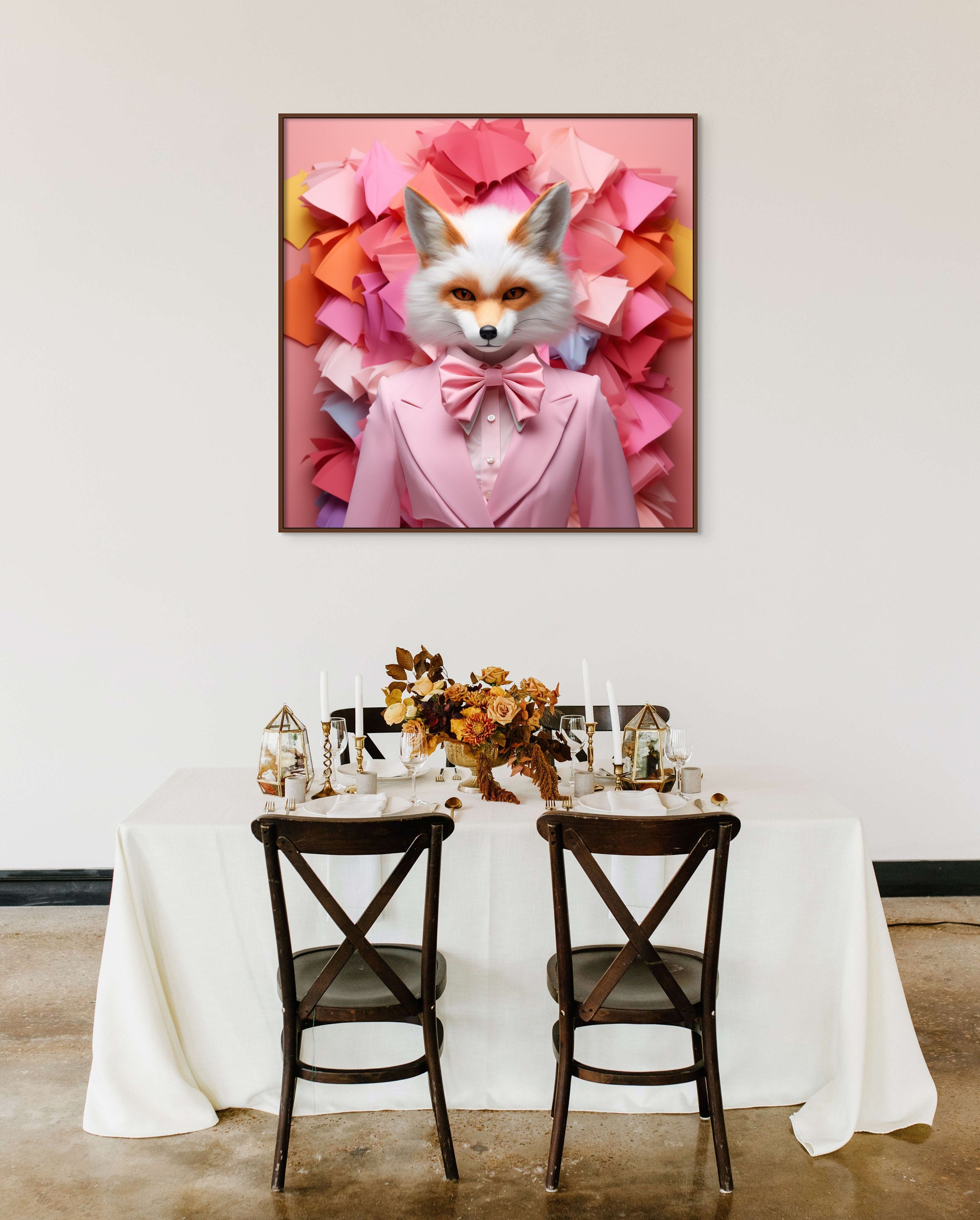 Fox Portrait Printable Colorful Fox Print Pastel Fox in Clothes Wall ...