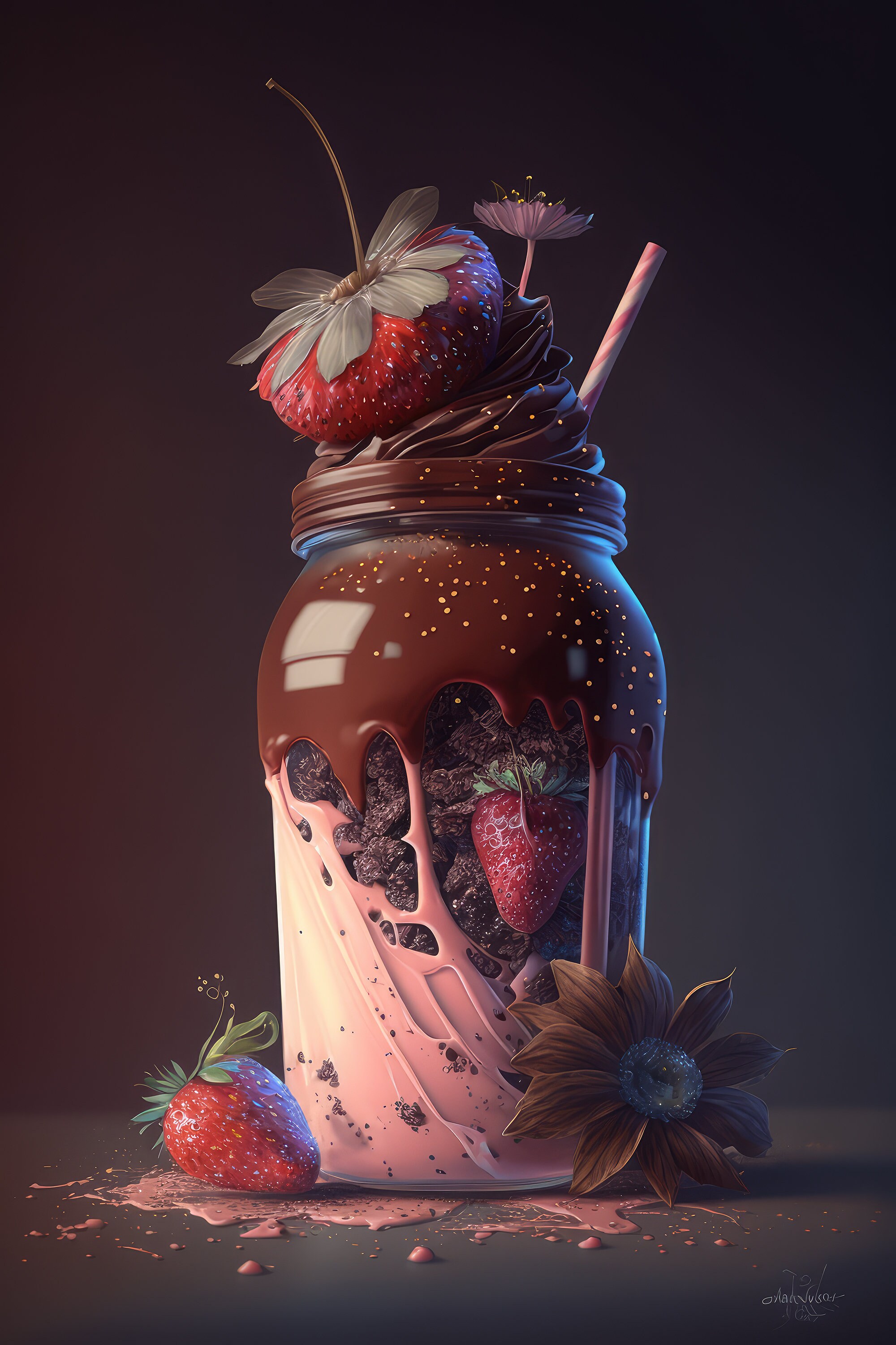 Smoothie Print Smoothie Printable Strawberry Chocolate Poster Food ...