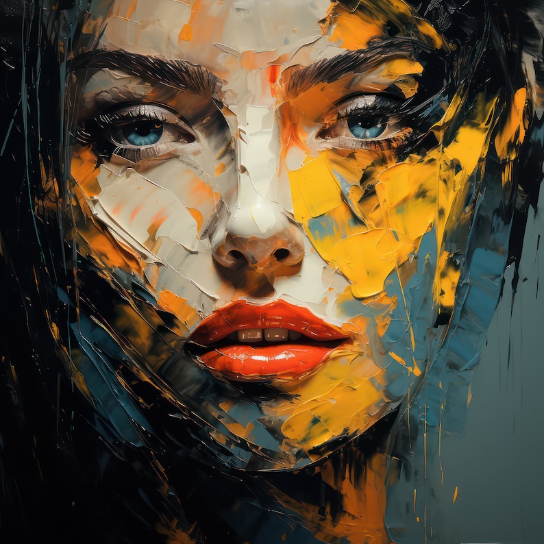 Colorful Woman Portrait Woman Face Wall Art Print Girl Poster Home ...