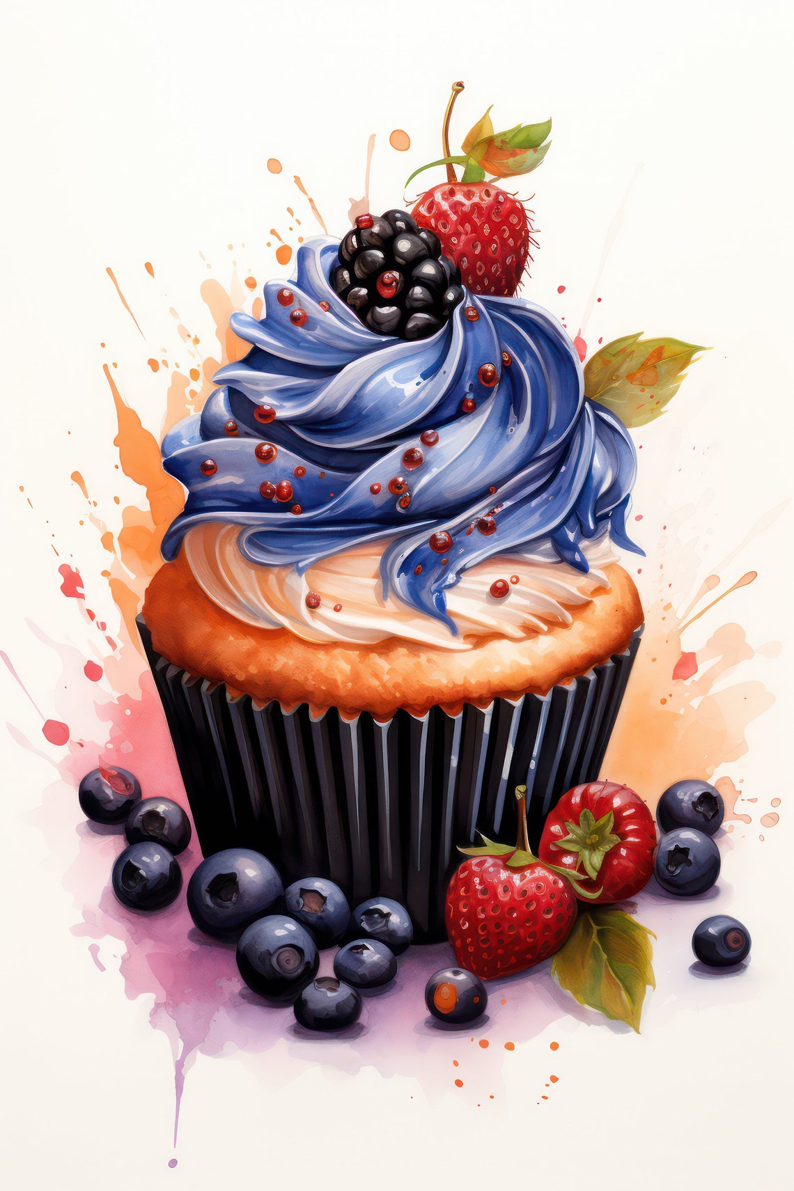 Cupcake Print Pumpkin Cupcake Printable Berry Pastry Wall Art - Etsy