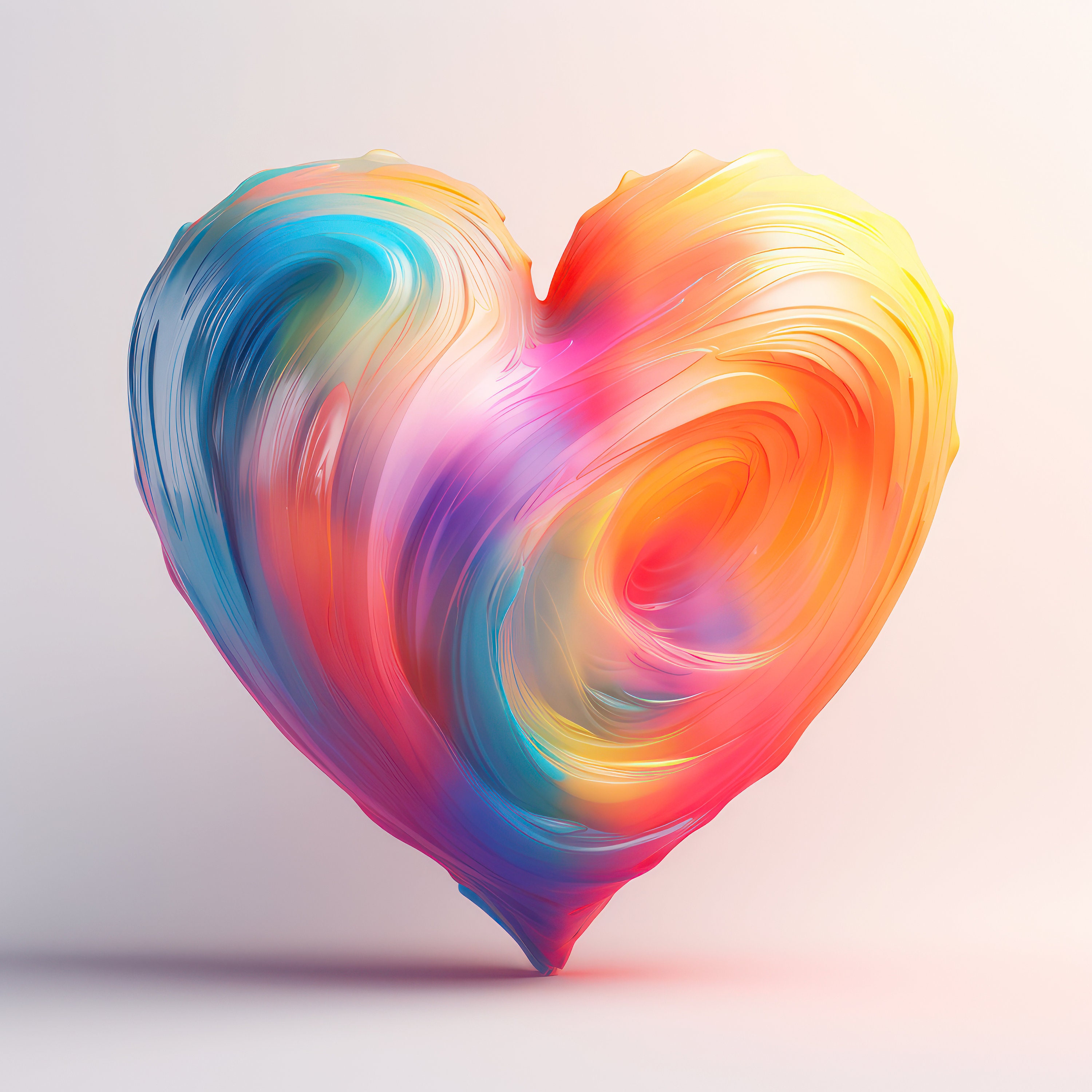 Heart Print Oil Paint Heart Printable Stylized Heart Wall Art Valentine ...