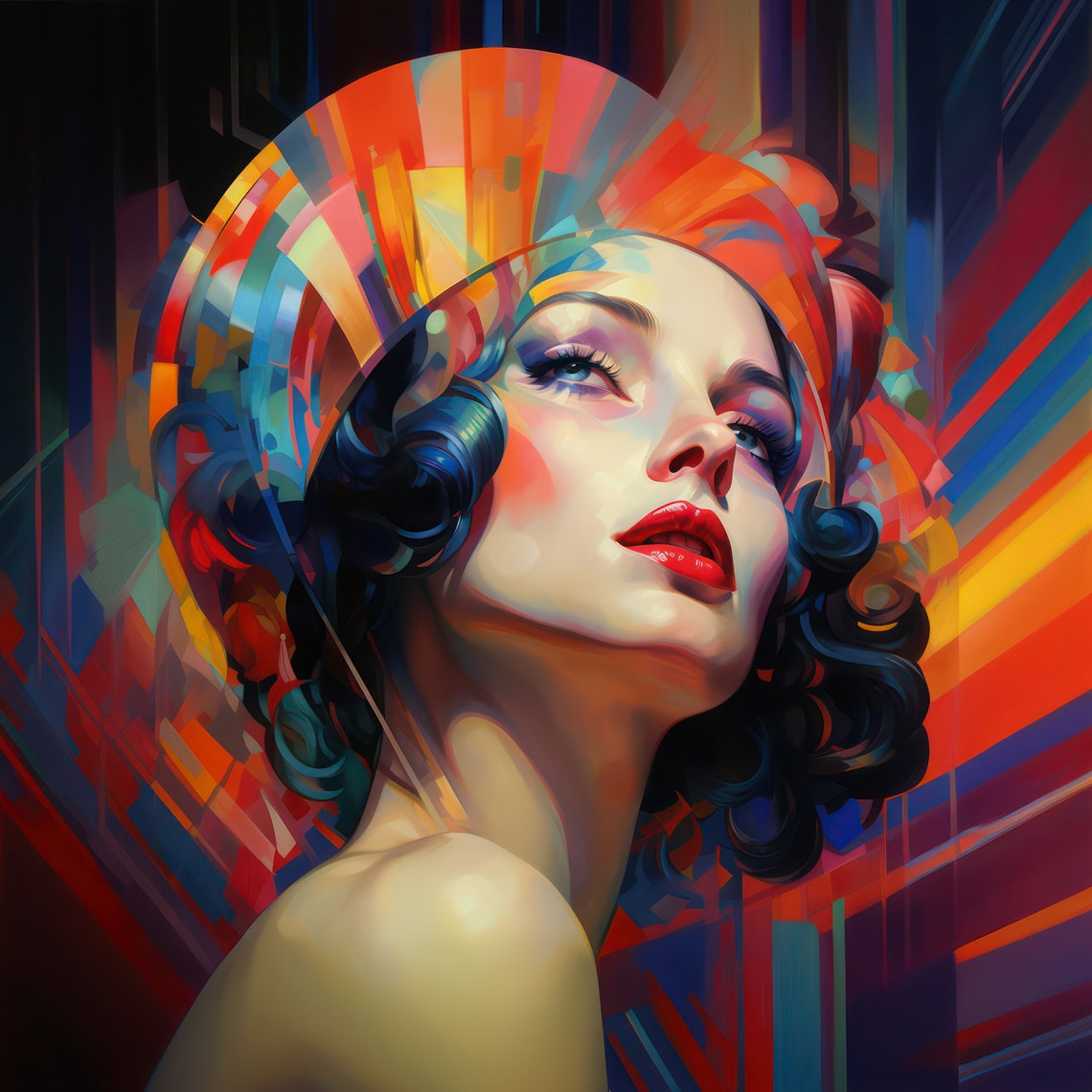 Colorful Woman Portrait Woman Face Wall Art Print Girl Poster - Etsy