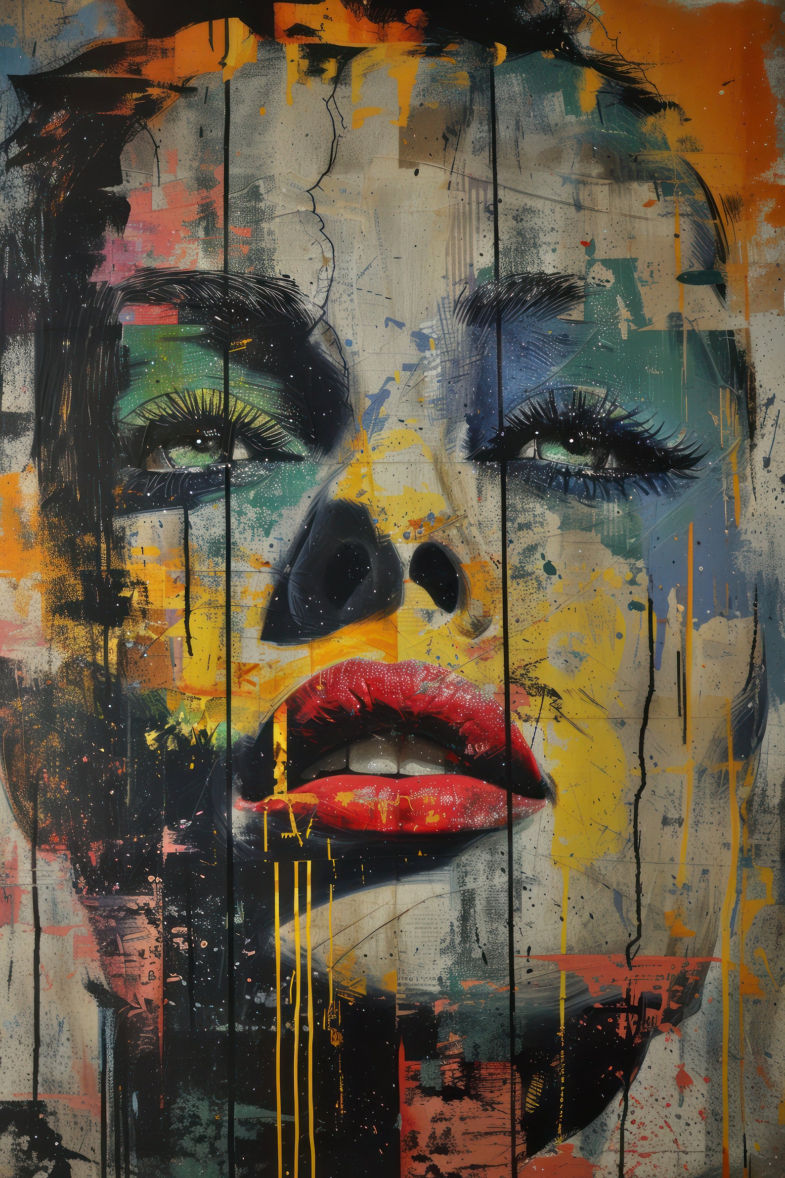 Woman Portrait Print Woman Face Printable Wall Art Painting Female Face ...
