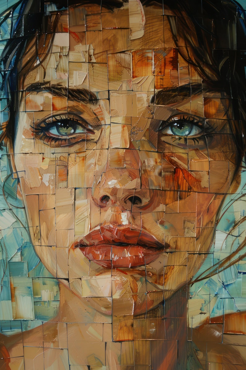 Woman Portrait Print Woman Face Printable Wall Art Painting Female Face ...