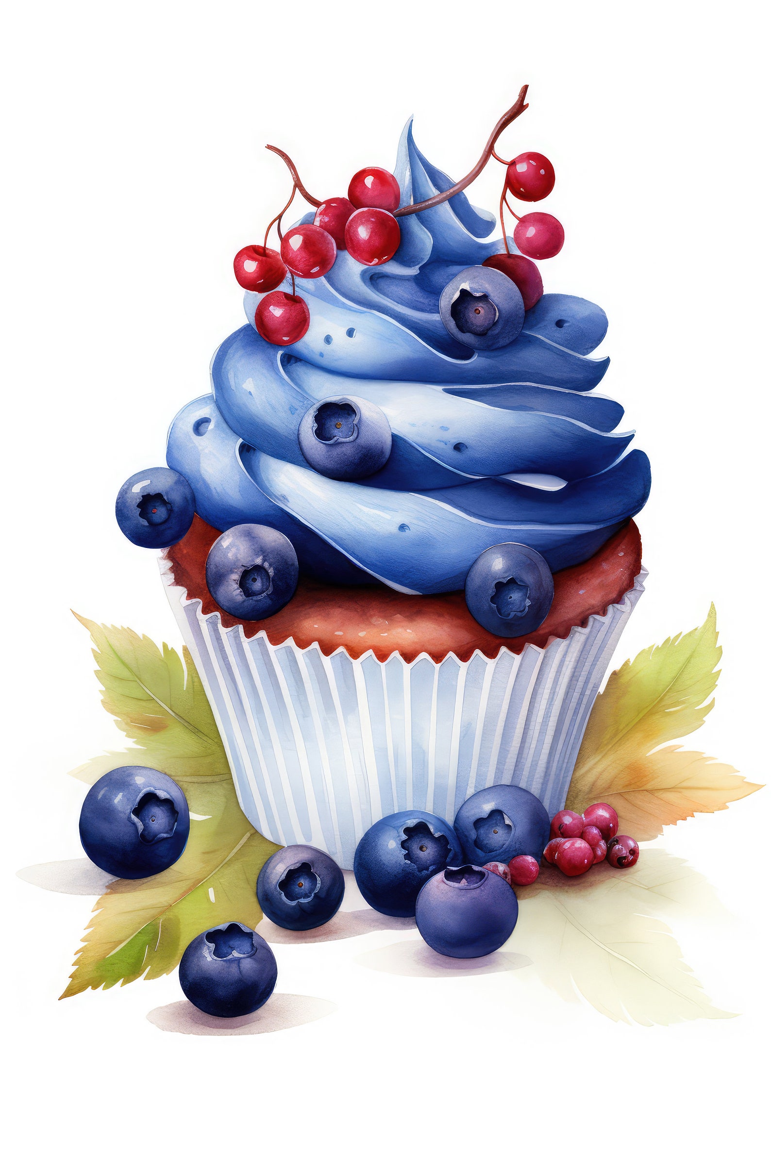 Cupcake Print Berry Cupcake Printable Blueberry Pastry Wall - Etsy
