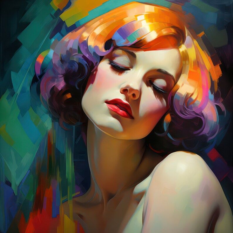Colorful Woman Portrait Woman Face Wall Art Print Girl Poster Home ...