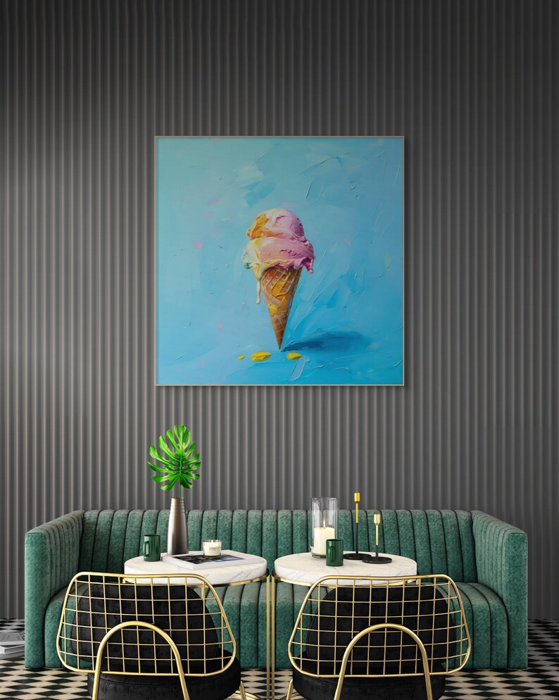 Ice Cream Print Colorful Food Poster Kitchen Wall Art Gelato Artwork ...