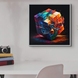 Rubik Cube Printable Rubik Cube Print Colorful Wall Art Download ...