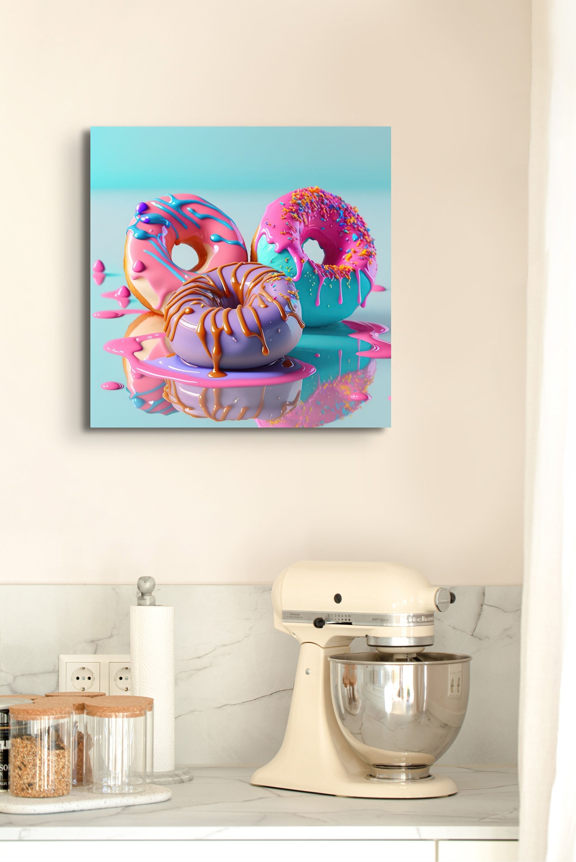 Colorful Donut Print Donut Printable Pastry Patisserie Wall Art Kitchen ...