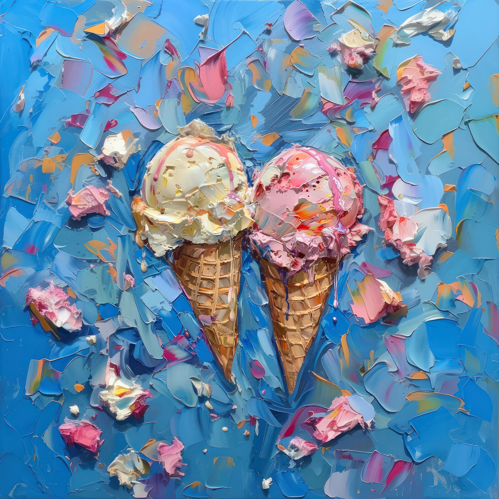 Ice Cream Print Colorful Food Poster Kitchen Wall Art Gelato Artwork ...