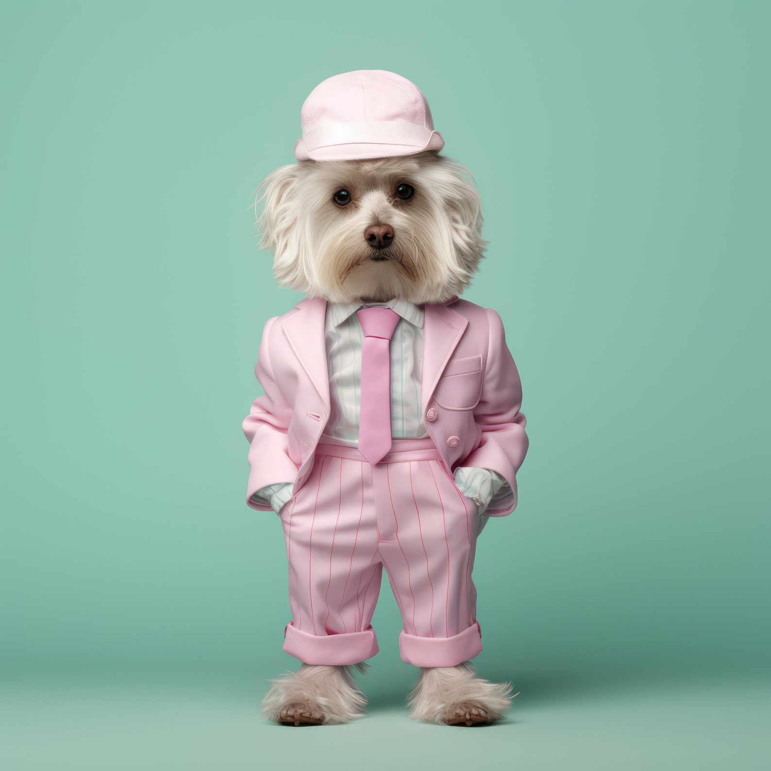 Dog Portrait Printable Colorful Dog Print Pastel Dog in Clothes Wall ...