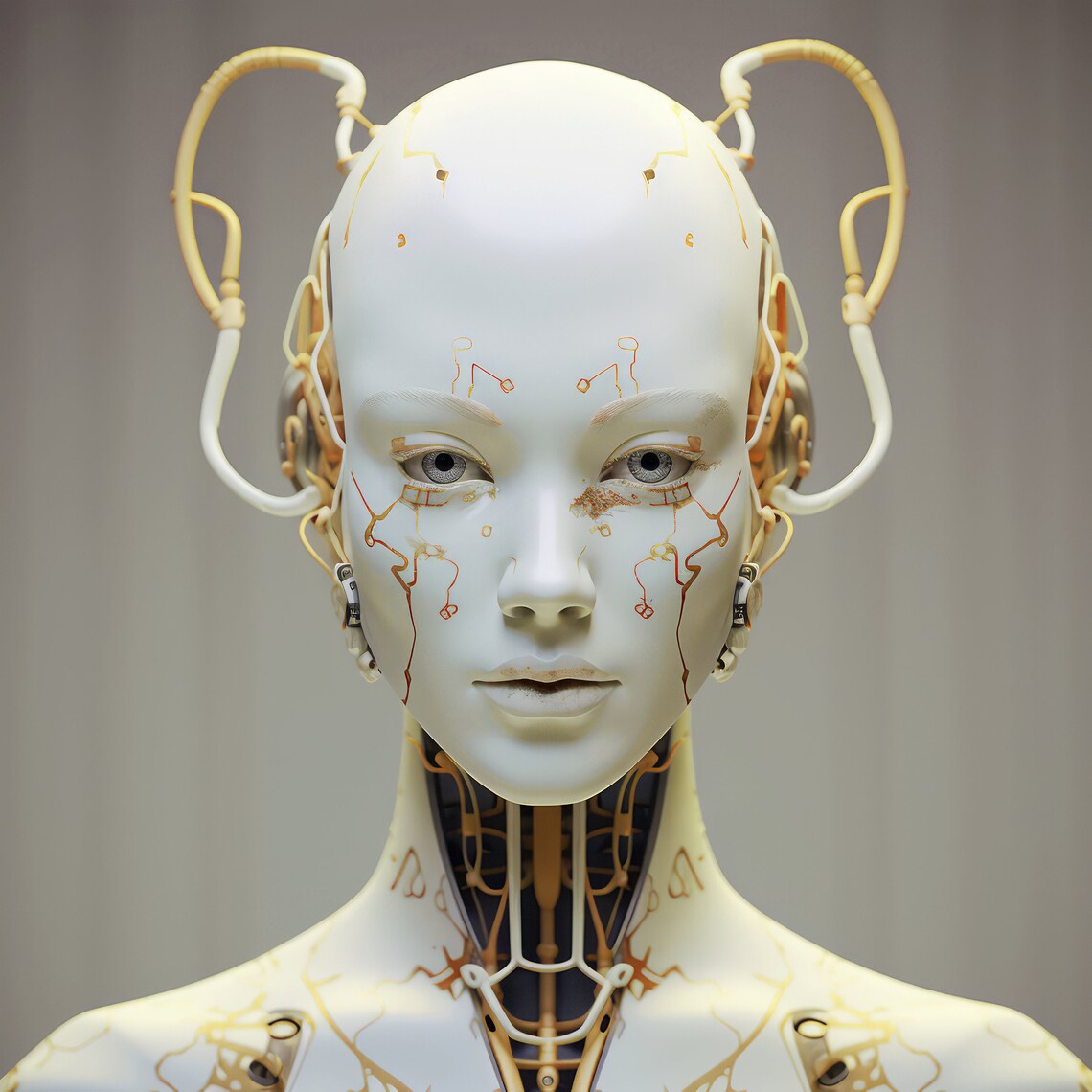 White Robot Girl Print Cyborg Girl Cybernetic Poster Futuristic ...