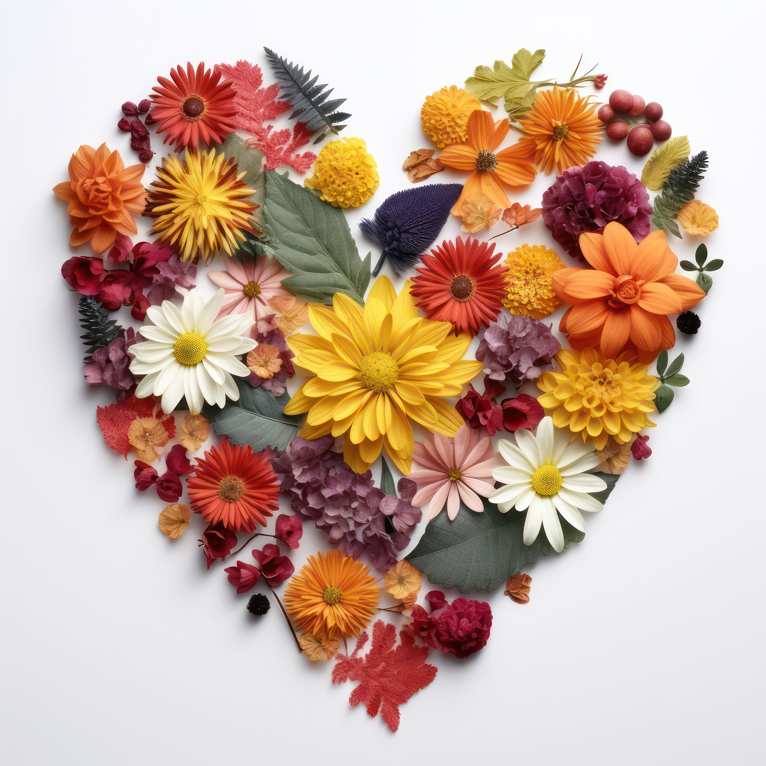Flower Heart Print Heart of Flowers Printable Heart Poster AI Art Wall ...