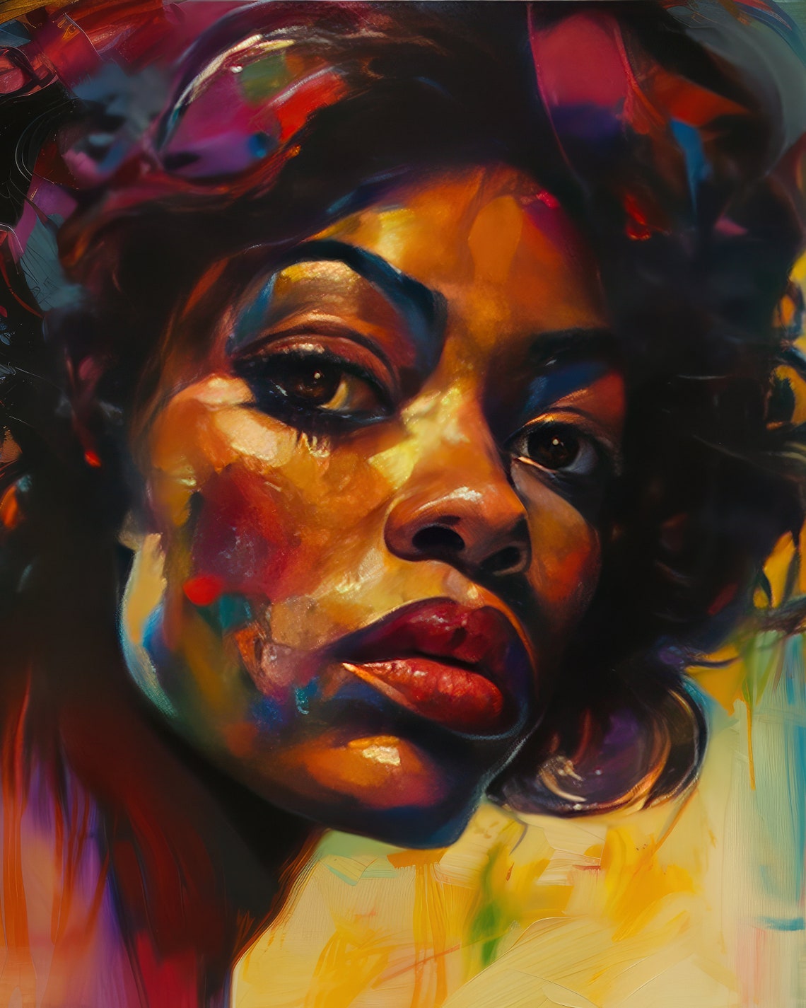 Woman Portrait Print Woman Face Printable Wall Art Painting Female Face ...