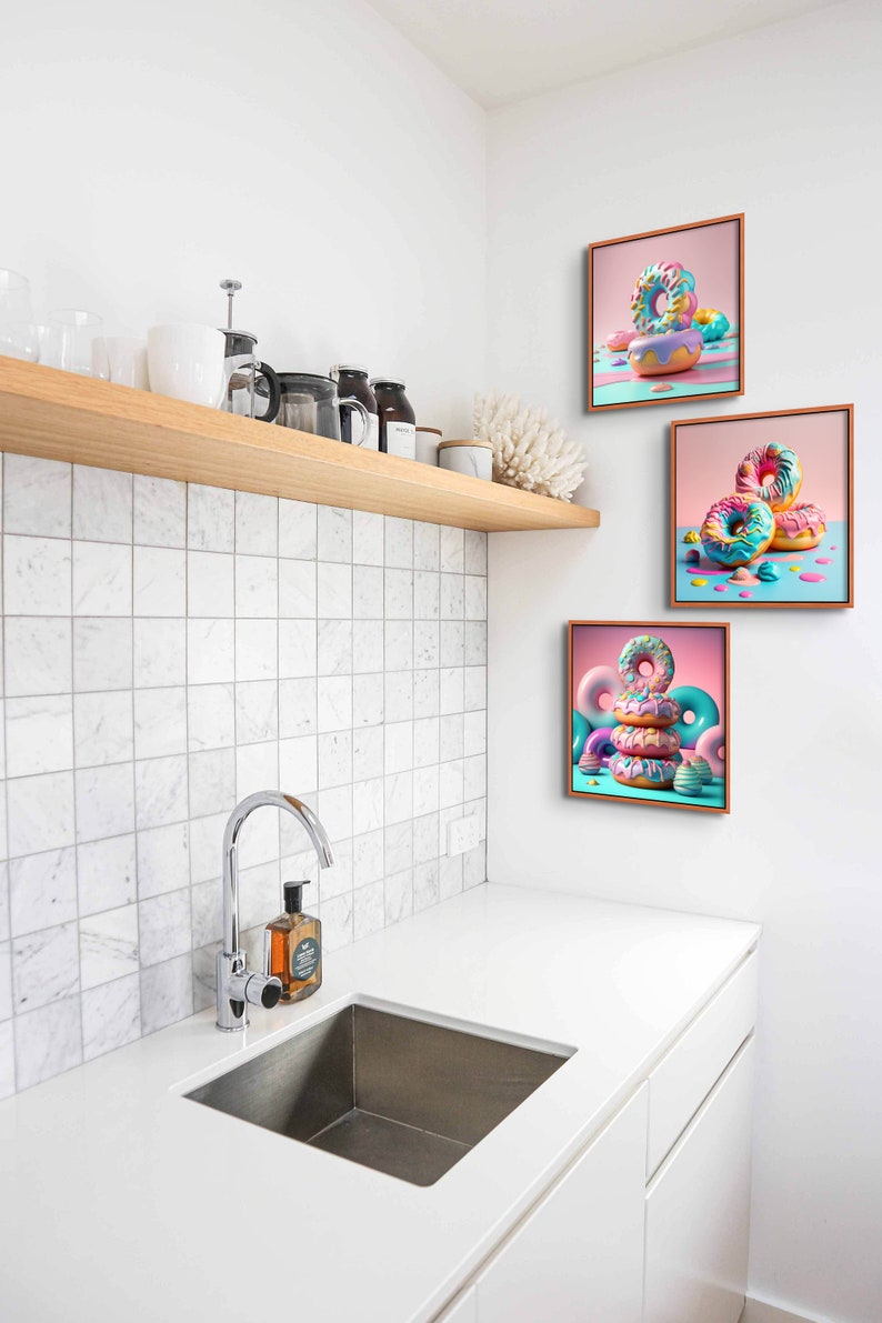 Colorful Donut Print Donut Printable Pastry Patisserie Wall Art Kitchen ...