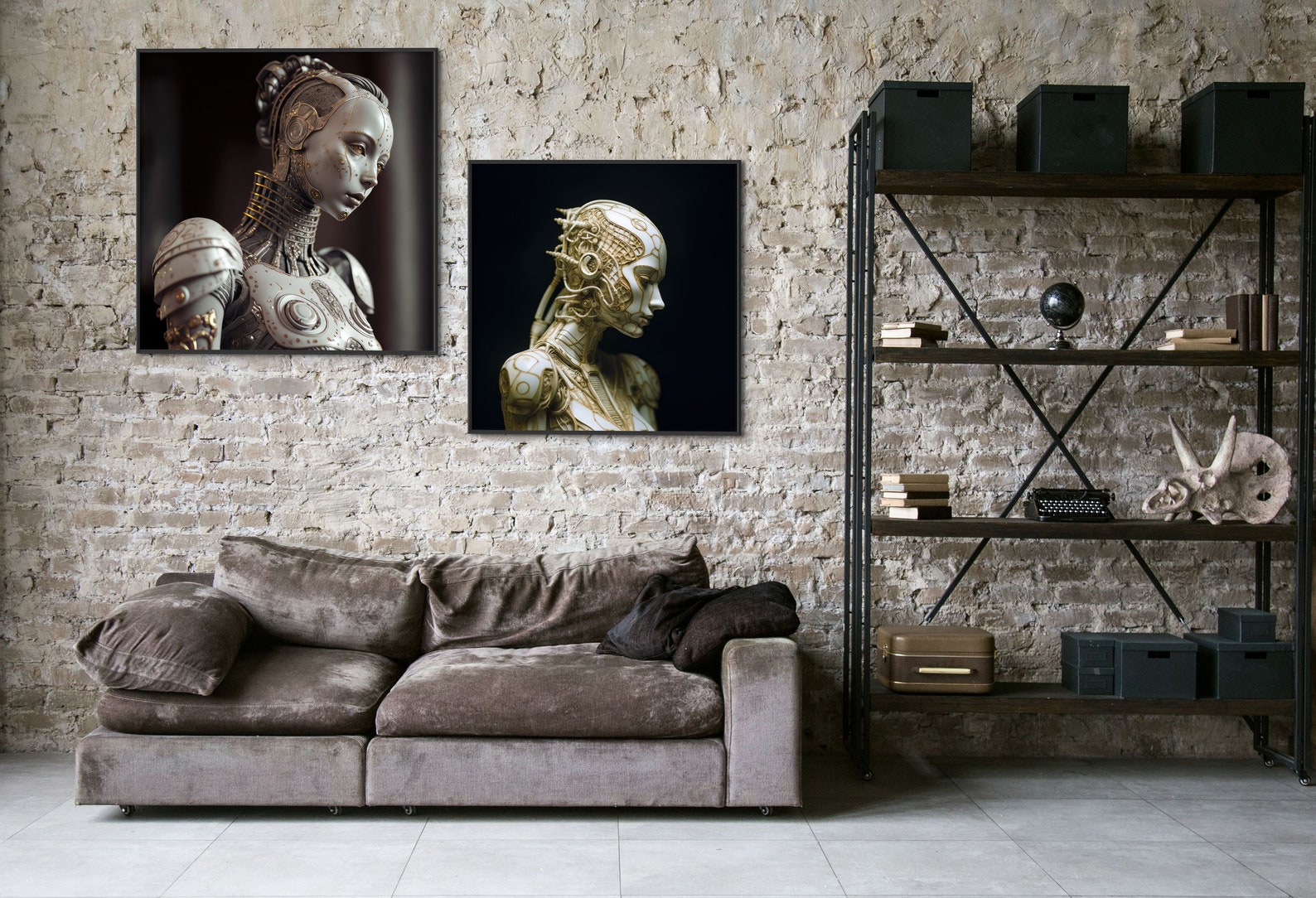 White Robot Girl Print Cyborg Girl Cybernetic Poster Futuristic ...