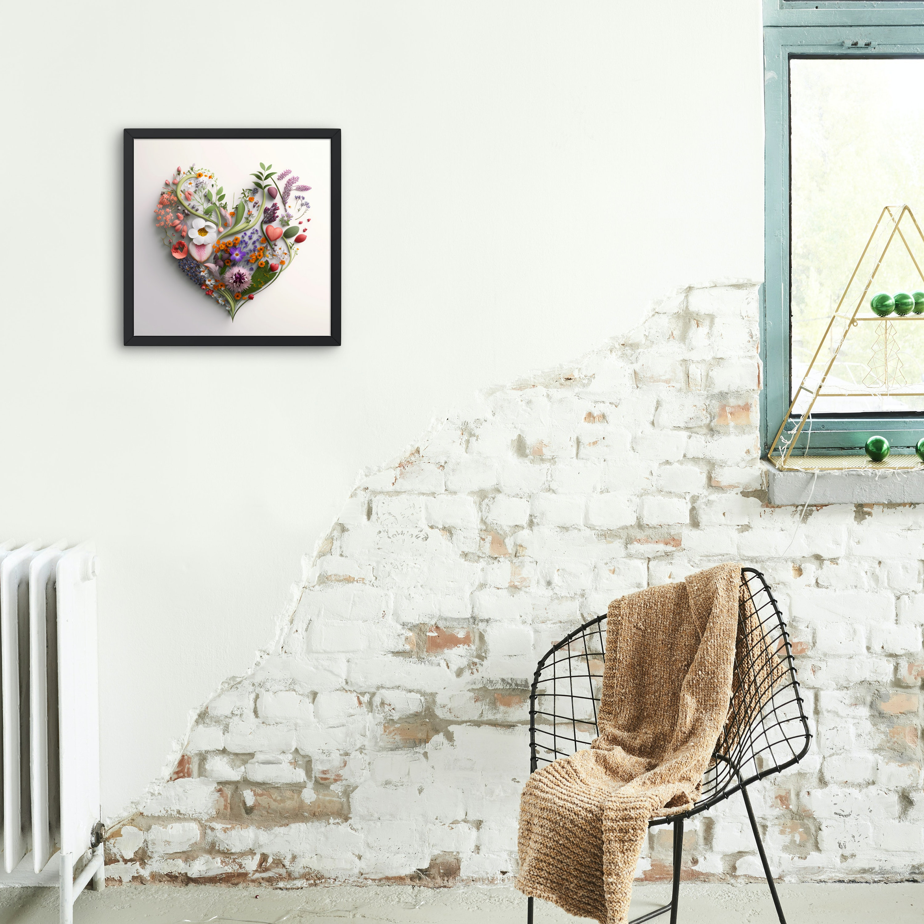 Flower Heart Print Heart of Flowers Printable Heart Poster AI Art Wall ...