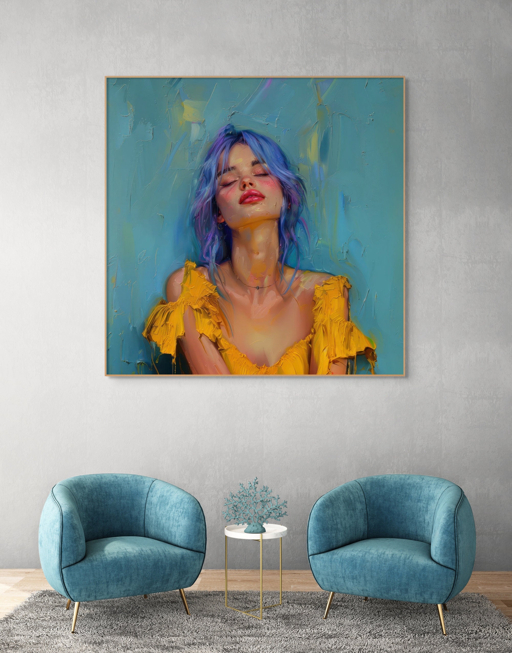 Colorful Woman Print Woman Face Printable Wall Art Painting Female Face ...