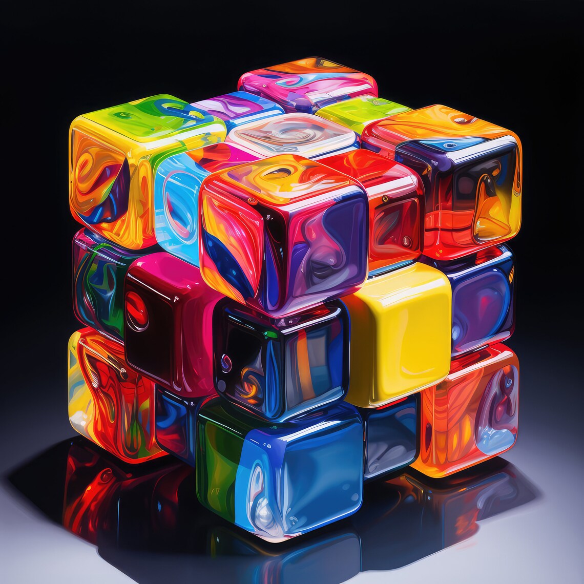 Rubik Cube Printable Rubik Cube Print Colorful Wall Art Download ...