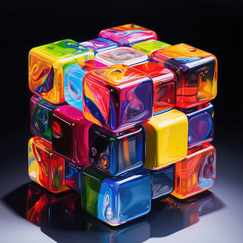 Rubik Cube Printable Rubik Cube Print Colorful Wall Art Download ...