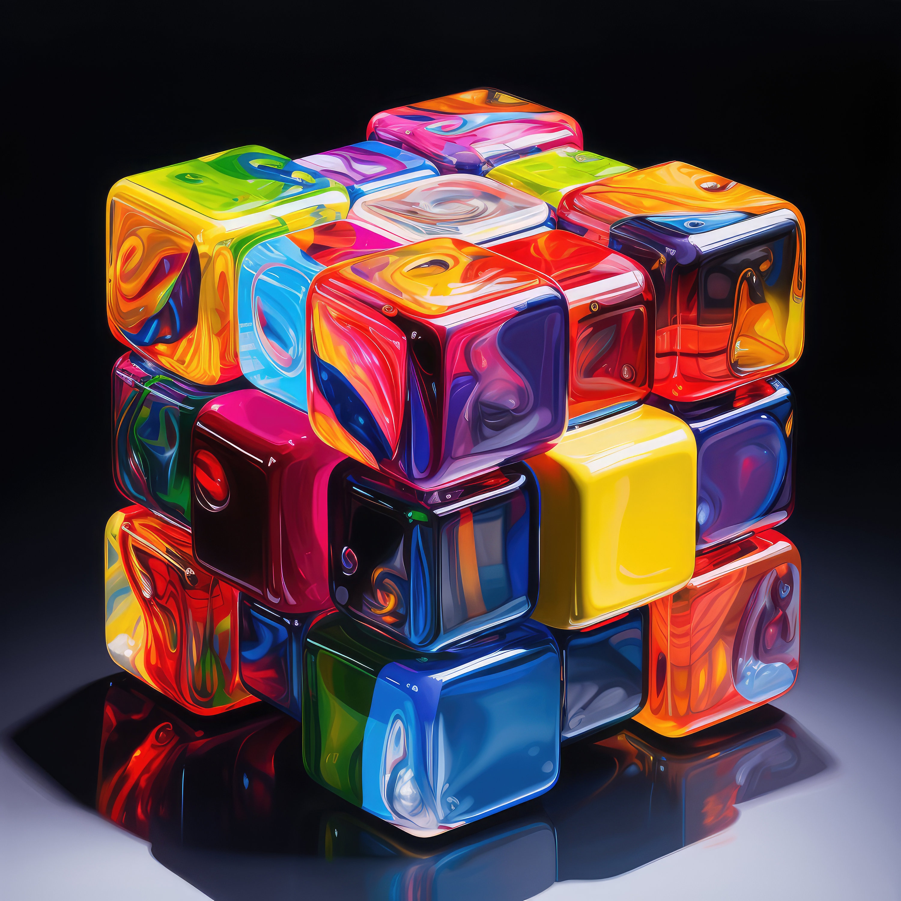 Rubik Cube Printable Rubik Cube Print Colorful Wall Art Download ...