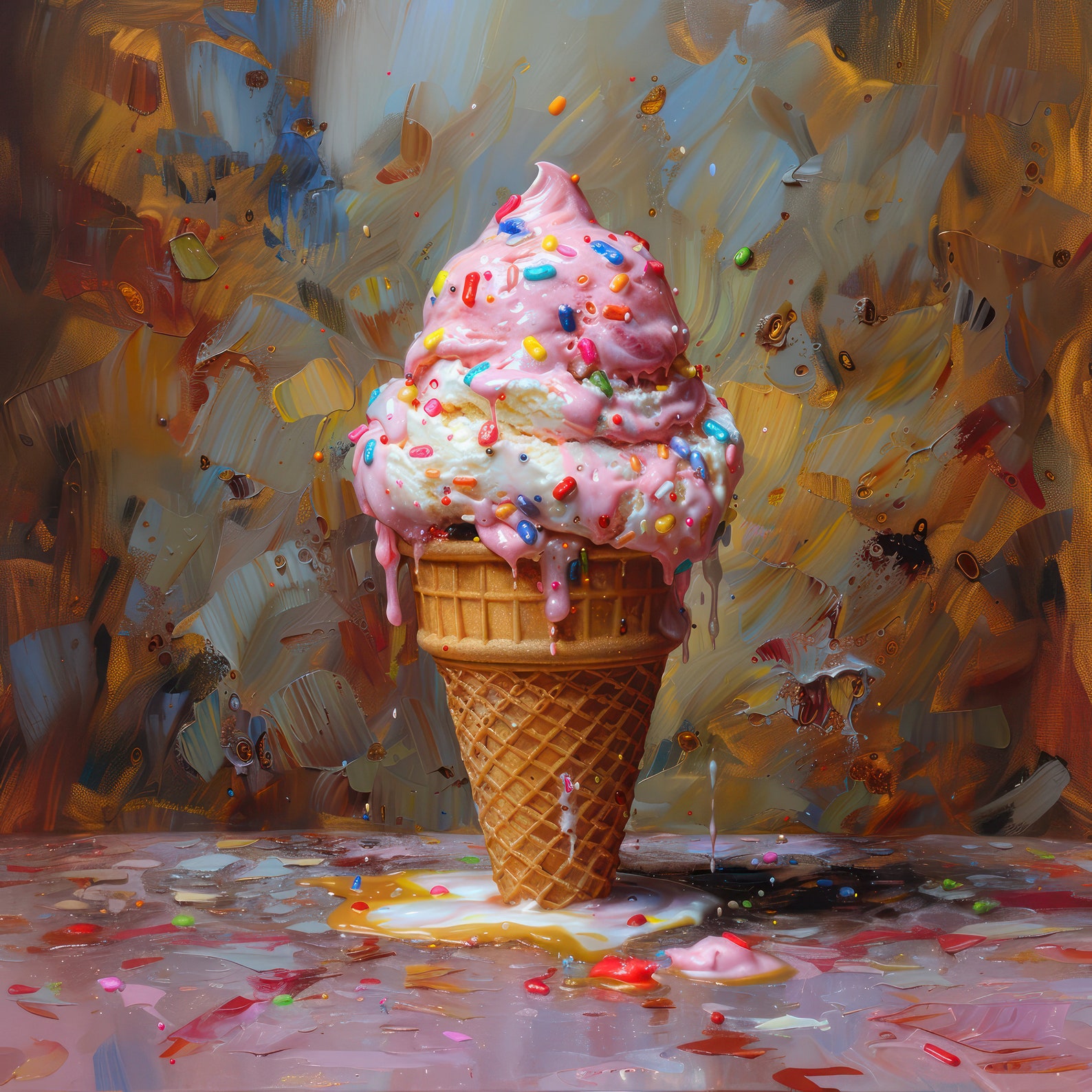 Ice Cream Print Colorful Food Poster Kitchen Wall Art Gelato Artwork ...