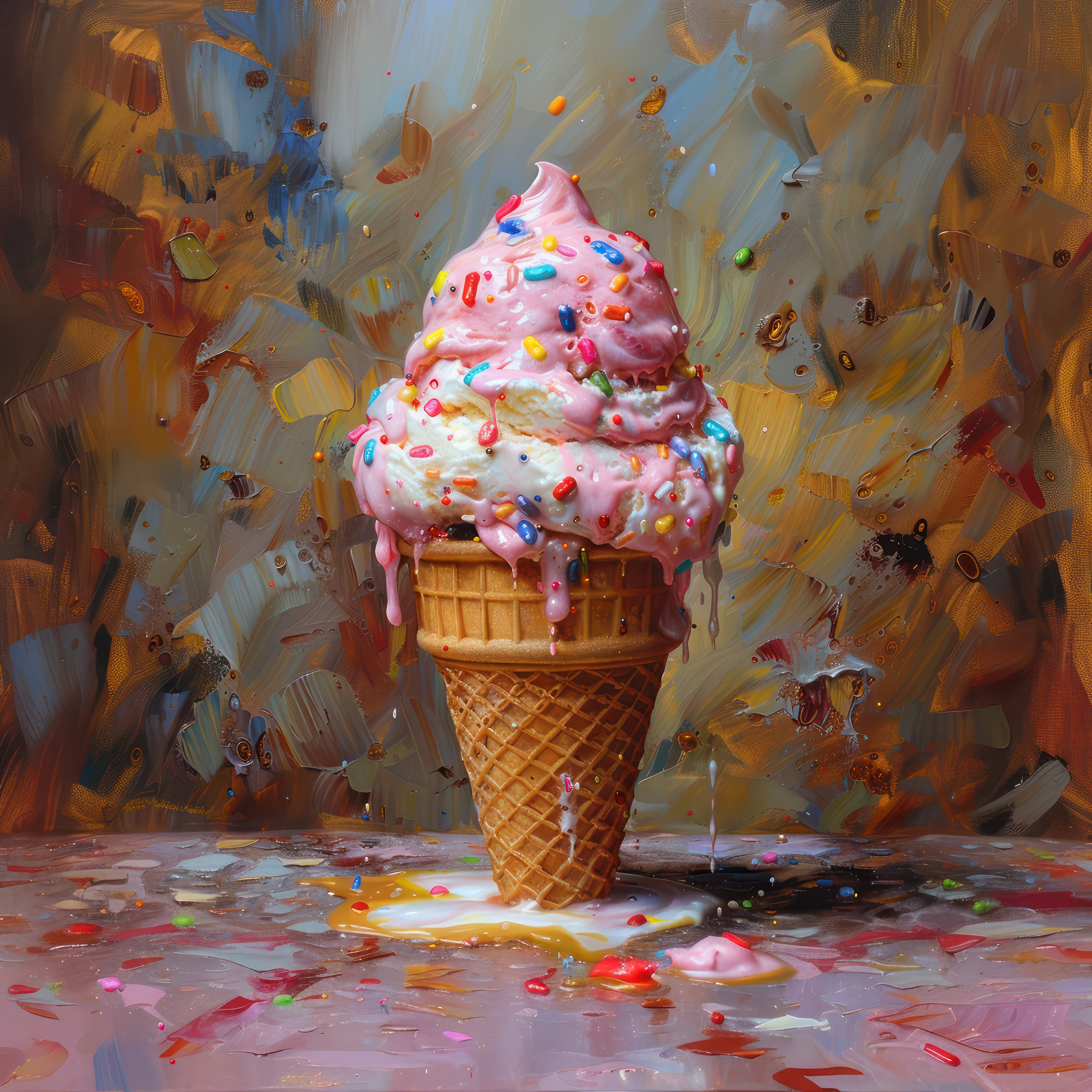 Ice Cream Print Colorful Food Poster Kitchen Wall Art Gelato Artwork ...