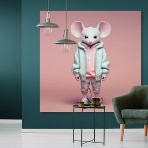 Mouse Portrait Printable Colorful Mouse Print Pastel Mouse in Clothes ...