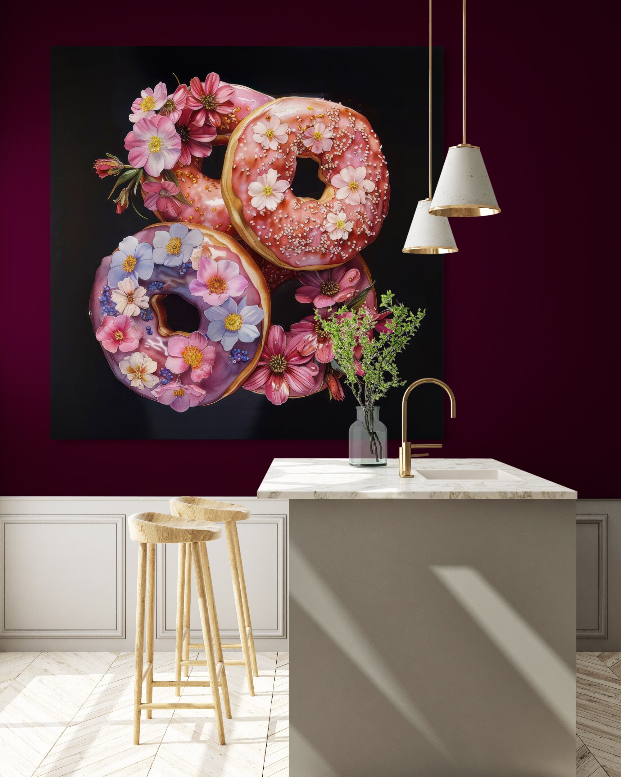 Colorful Donut Print Donut Printable Pastry Patisserie Wall Art Kitchen ...
