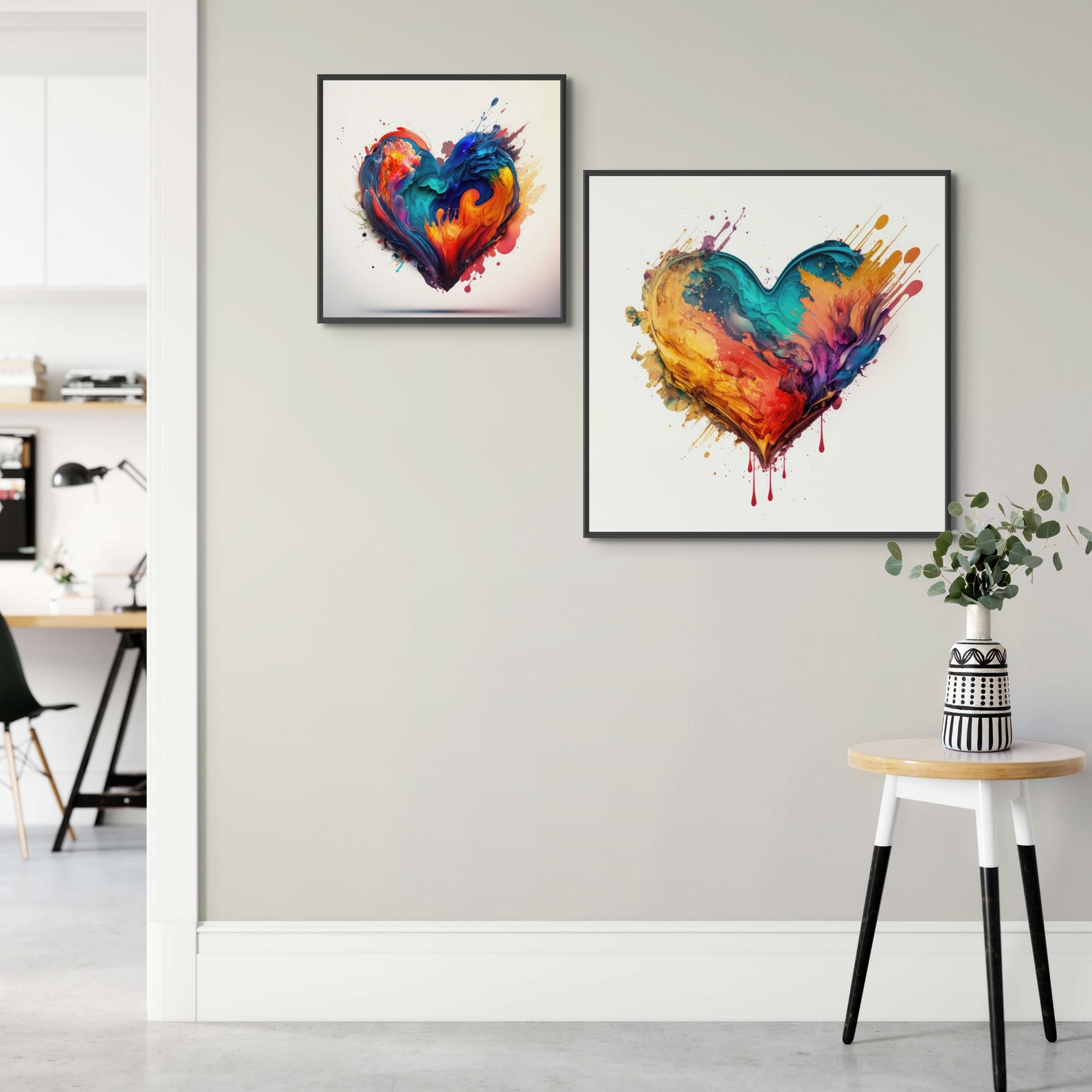 Heart Print Oil Paint Heart Printable Stylized Heart Wall Art Valentine ...
