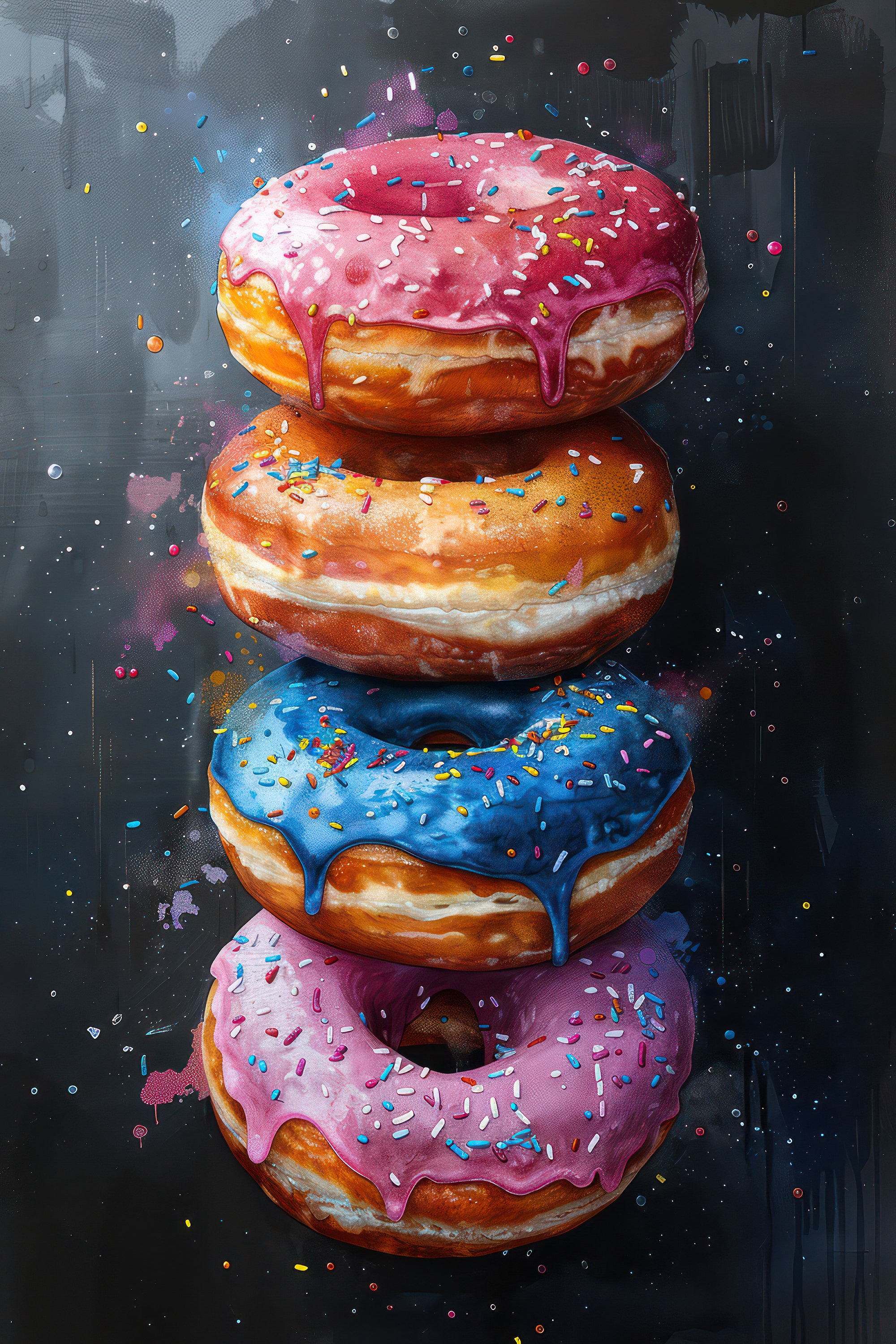 Colorful Donut Print Donut Printable Pastry Patisserie Wall Art Kitchen ...