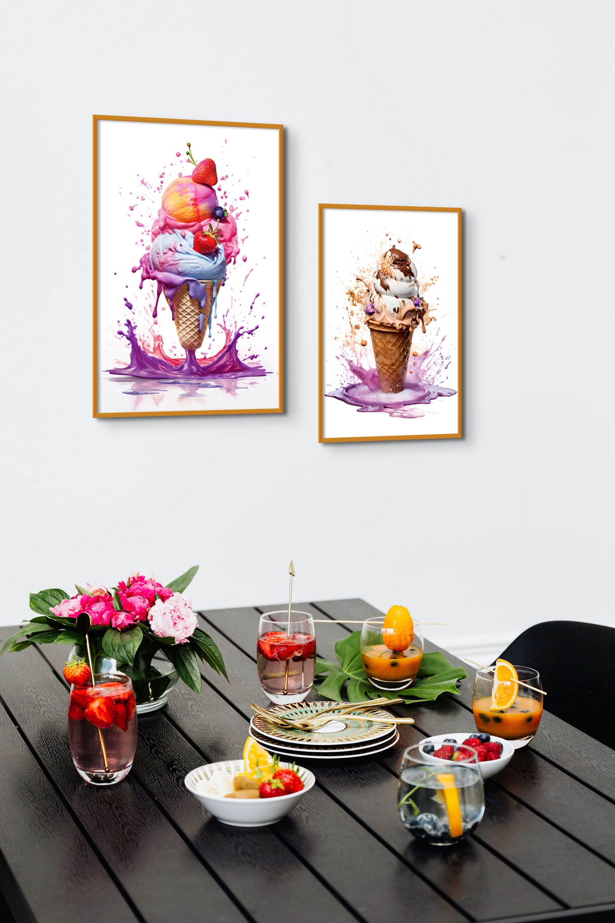 Ice Cream Print Colorful Food Poster Kitchen Wall Art Gelato Artwork ...